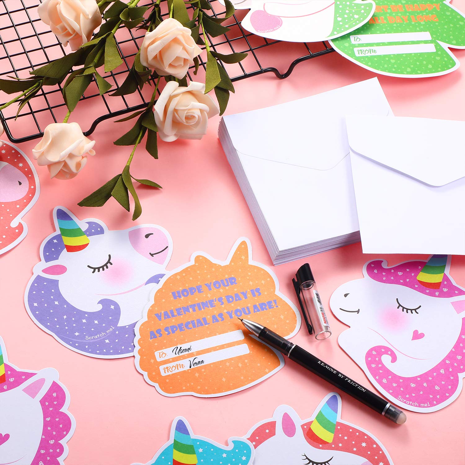 Snapklik.com : 36 Pieces Unicorn Valentines Day Scratch And Sniff Cards ...