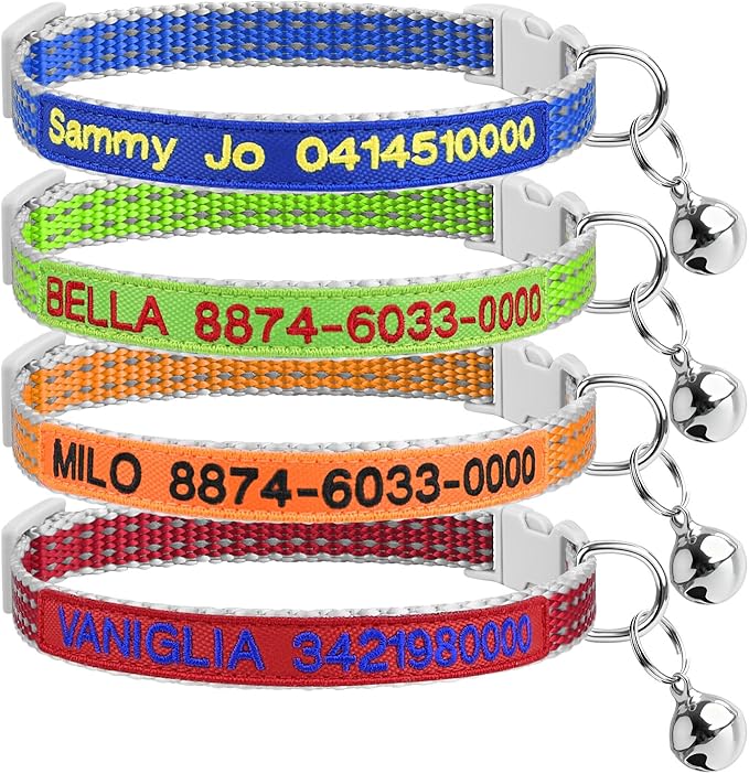 Pet Supplies : Personalized Reflective Cat Collar Buckle with Bell for ...