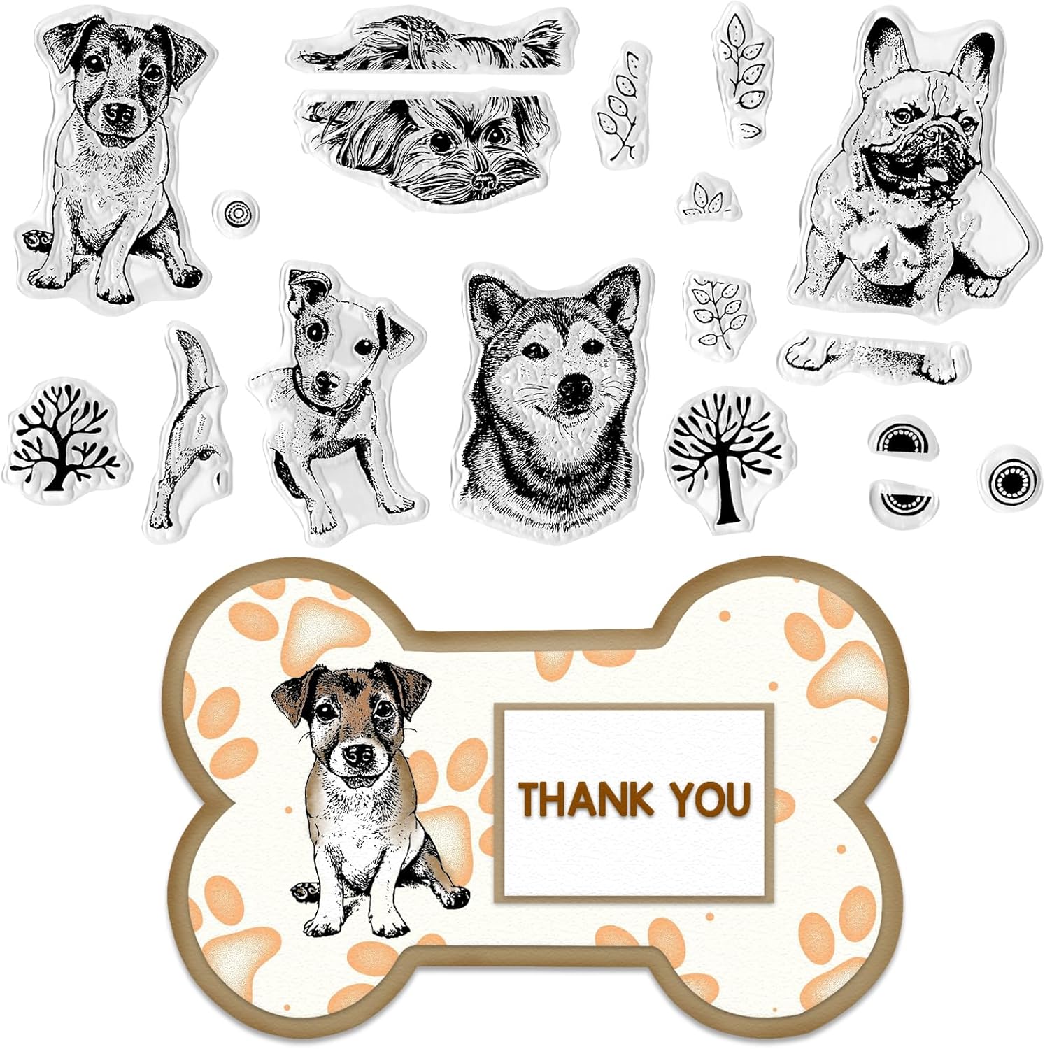 Amazon.com: ABTOLS Dogs Clear Stamps for Card Making, Animal Clear ...