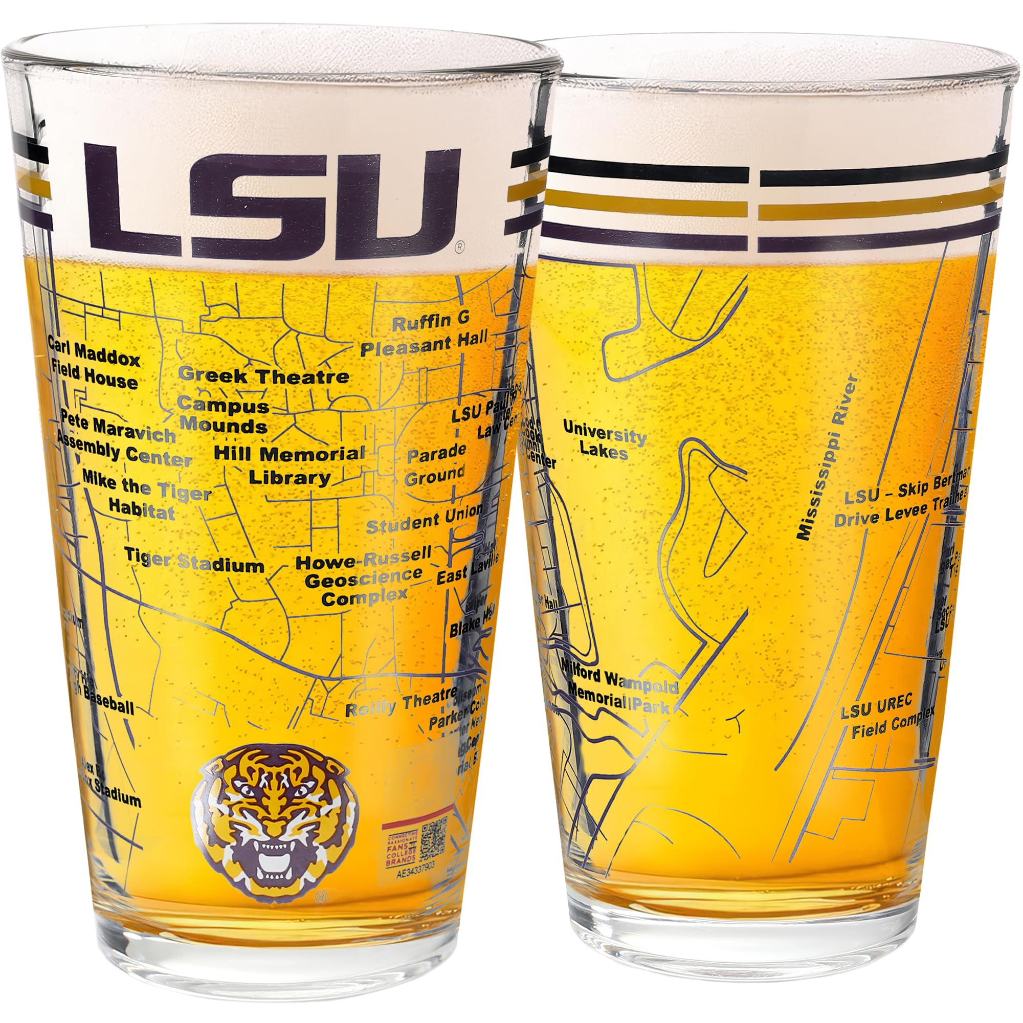 Amazon.com | Greenline Goods LSU Pint Beer Glasses Set of 2 - Full ...