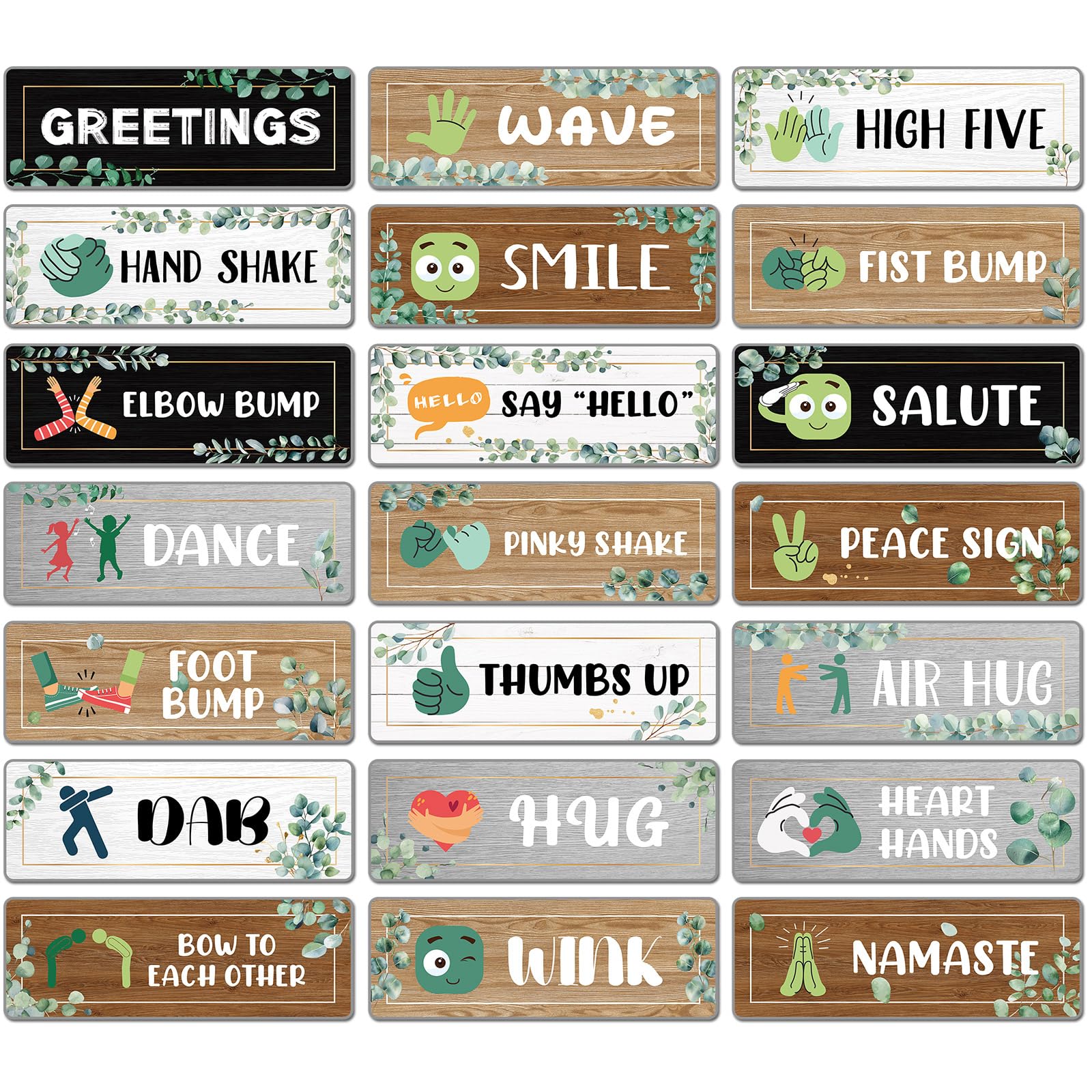 Snapklik.com : 21 Pcs Classroom Rules Greeting Choice Posters Greenery ...