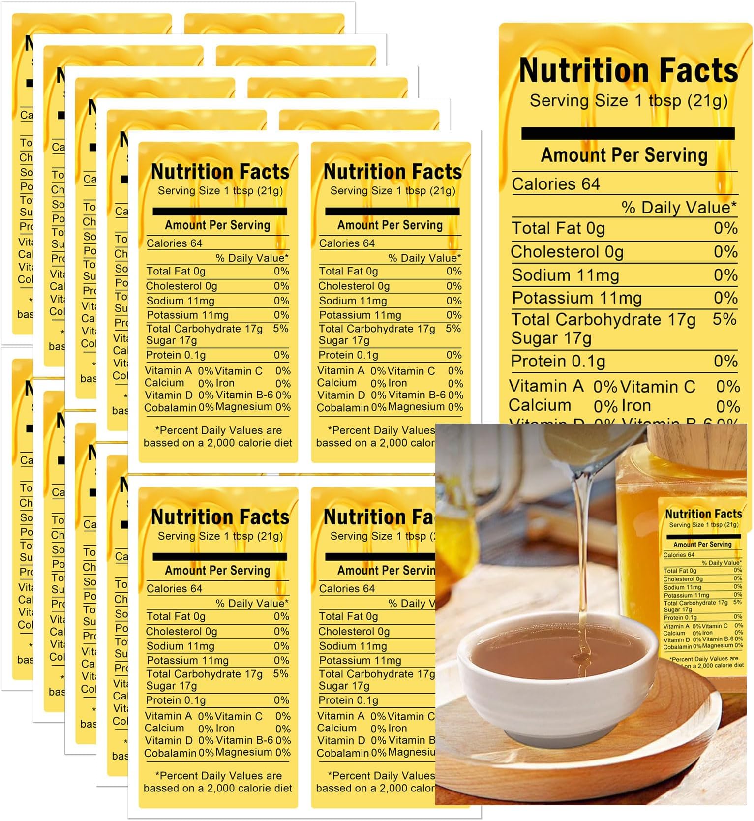 Amazon.com : Honey Nutrition Labels Honey Nutrition Facts Calories ...