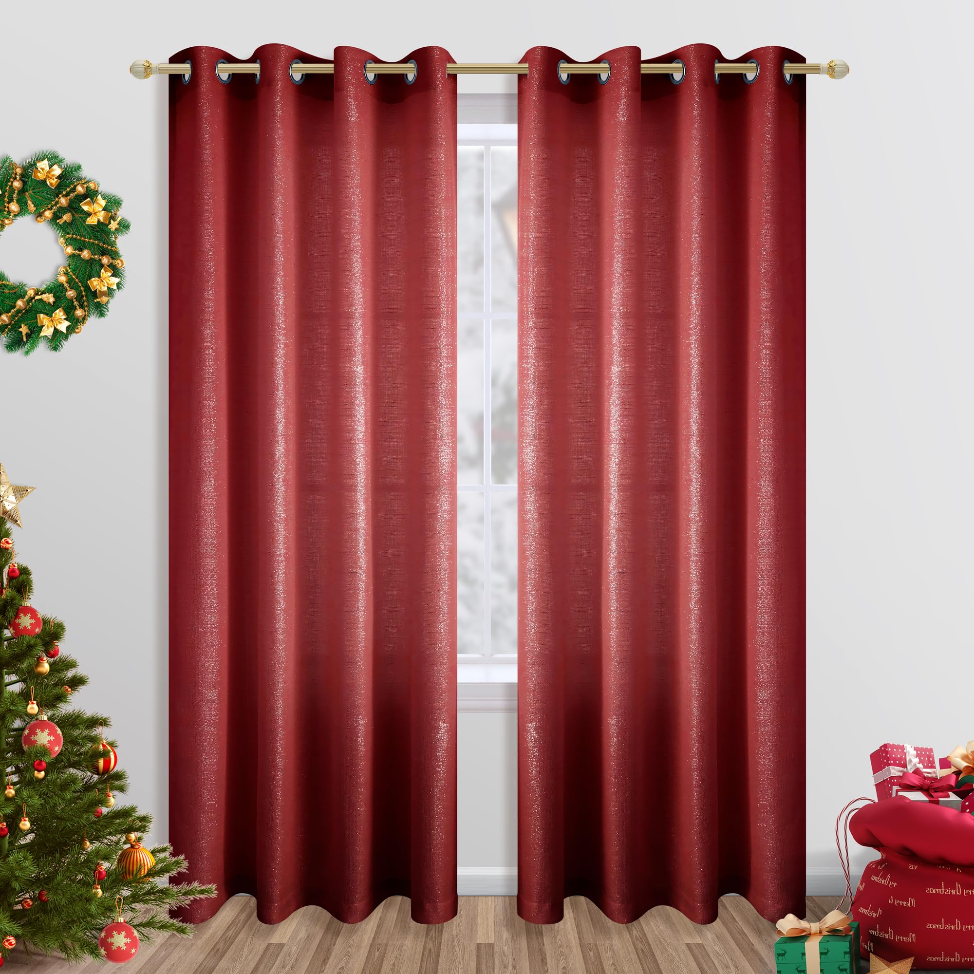 Amazon.com: KOUFALL Red Curtains 84 Inch Length for Living Room ...