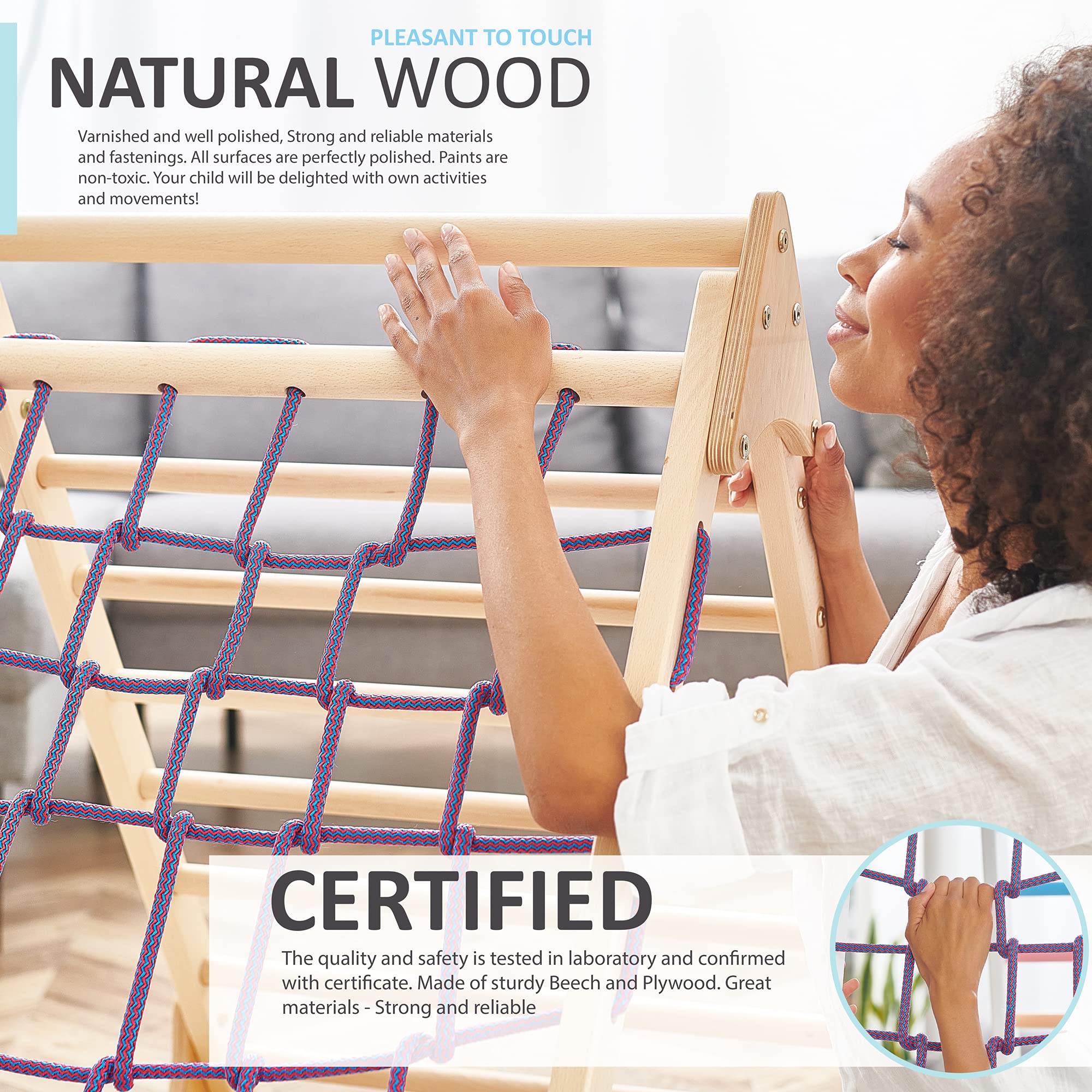 WEDANTA Triangle Climber with Ramp - Premium Wooden Climbing Triangle ...