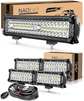 Amazon.com: NAOEVO 12 inch LED Light Bar and 4PCS 7 Inch LED Light Bar ...