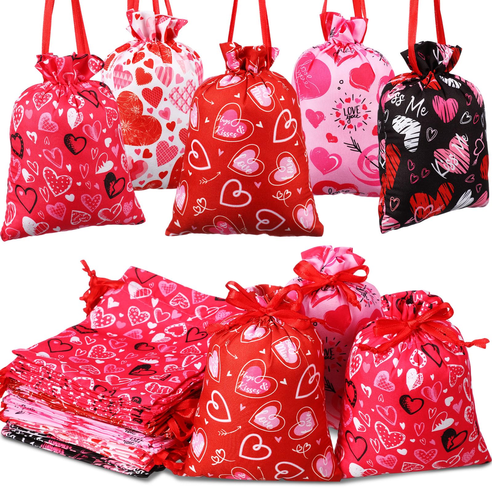 Amazon.com: Capoda 50 Pcs Valentines Day Satin Gift Bags 5x7 Inch ...