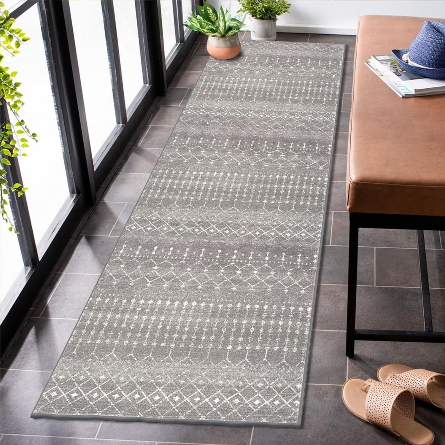 Runner Rug Non Slip 17"x47" Boho Rug Hallway Runner with Soft Faux Wool ...