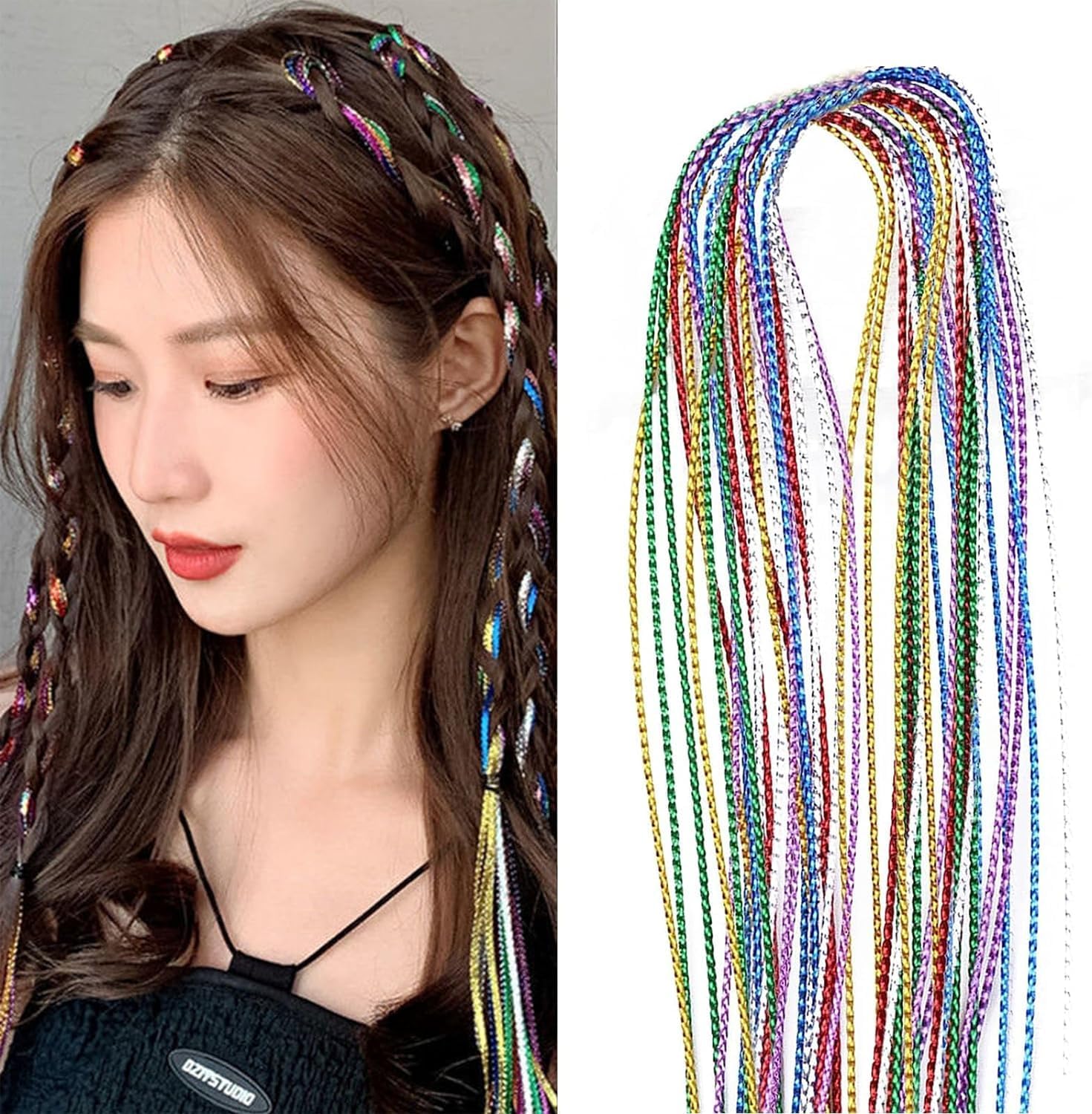 Amazon.com : YFKEJI 30Pcs Colorful Hair Wrap String For Braids, Multi ...