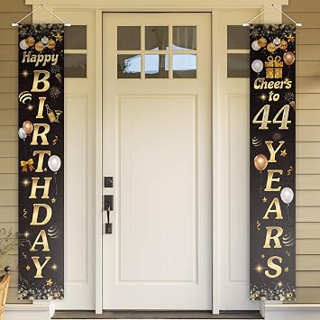 Amazon.com: Happy Birthday Cheers to 44 Years Black Gold Yard Sign Door ...