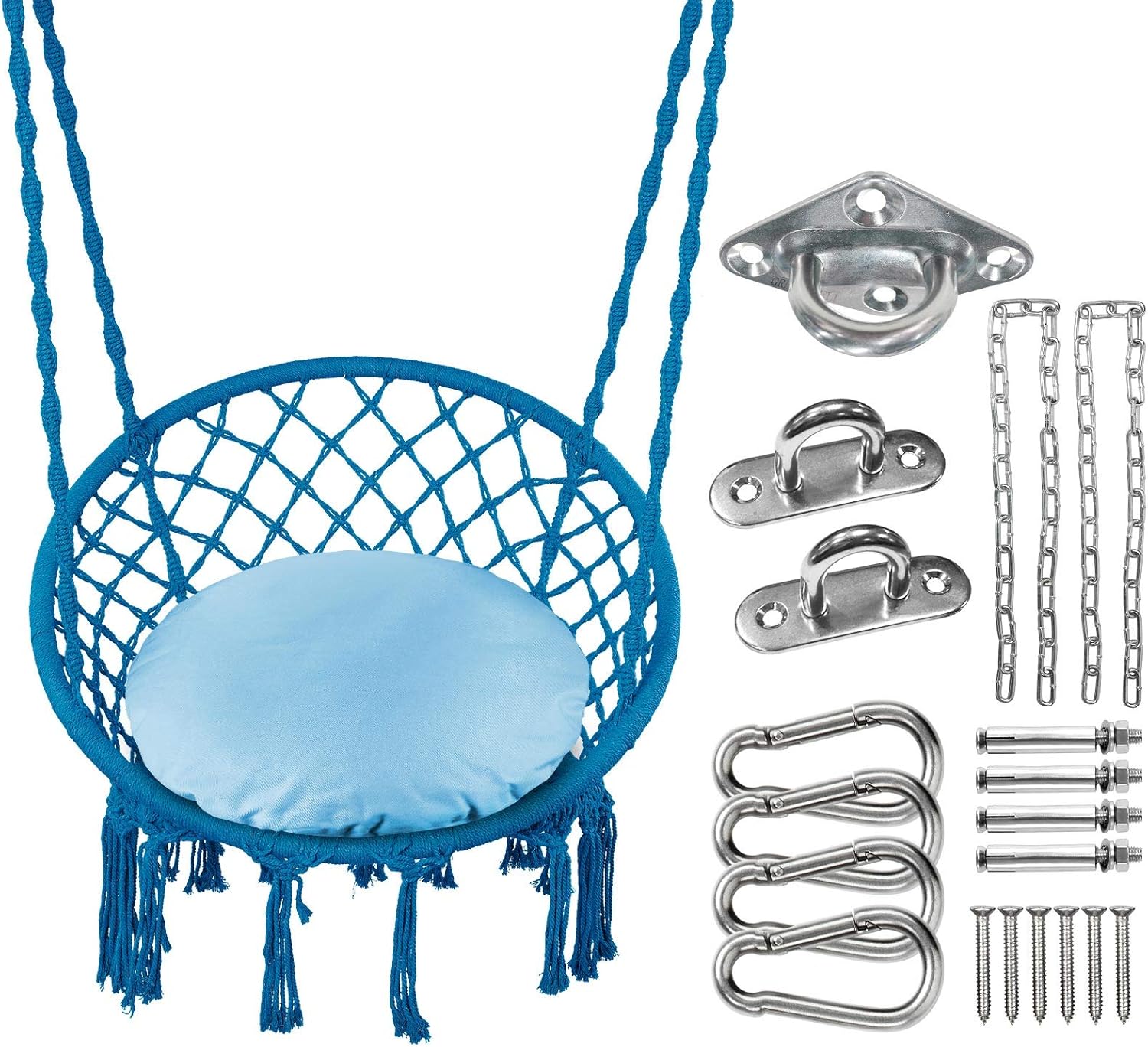 Greenstell Hammock Chair Max 350 Lbs Macrame Swing With Cushion And greenstell-hammock-chair-max-350-lbs-macrame-swing-with-cushion-and