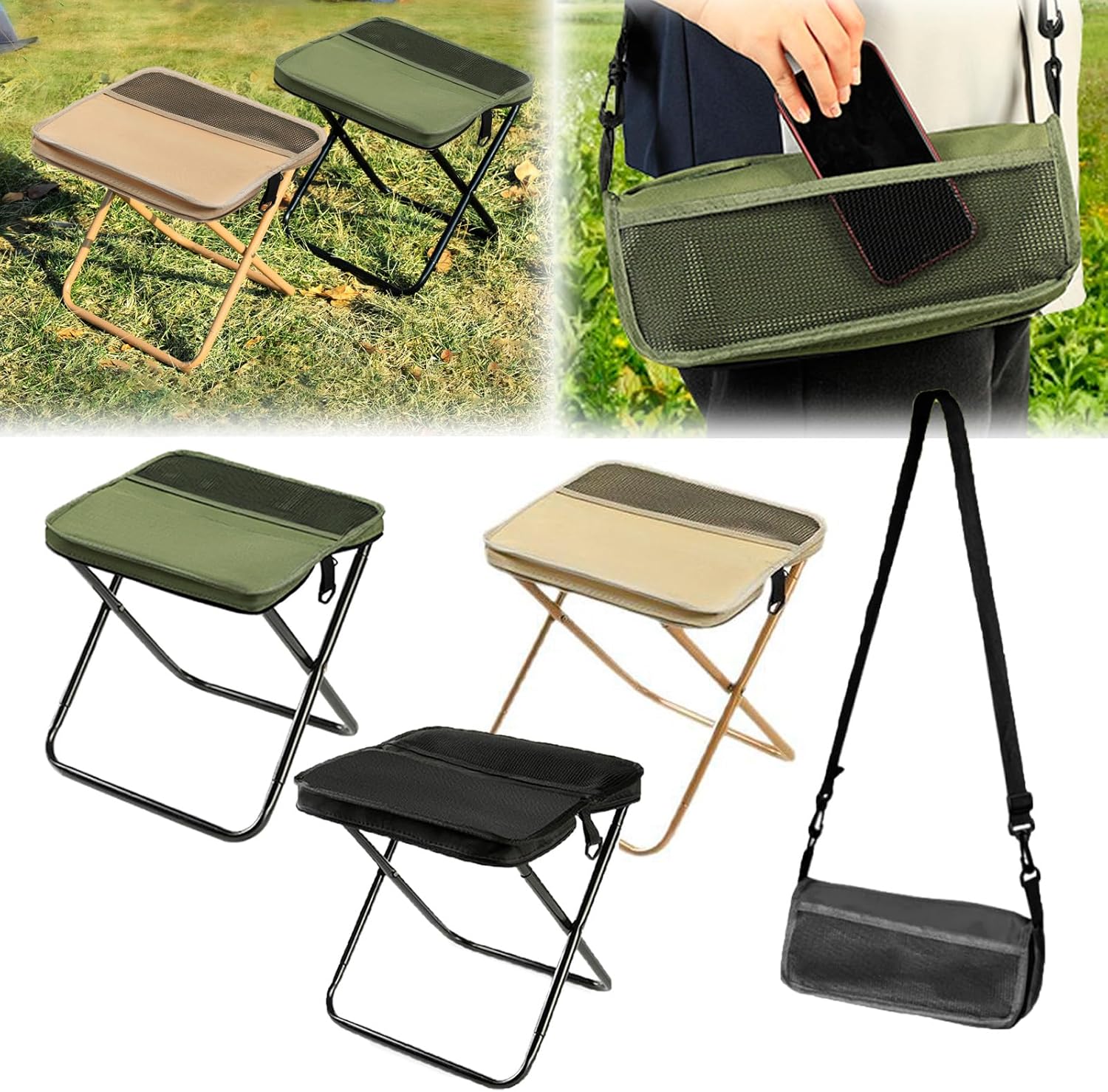 Amazon.com: Portable Foldable Backpack Stool,Tiny Foldable Stool which ...
