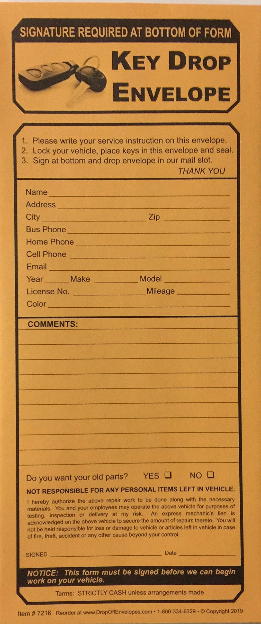 Amazon.com : Early Morning Late Evening Service Drop Off Envelope EBE ...