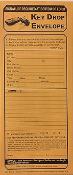 Amazon.com : Key Drop Envelopes After Hours Service Envelopes for Keys ...