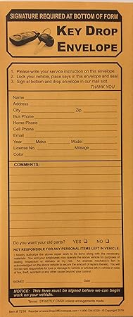 Amazon.com : Key Drop Envelopes After Hours Service Envelopes for Keys ...