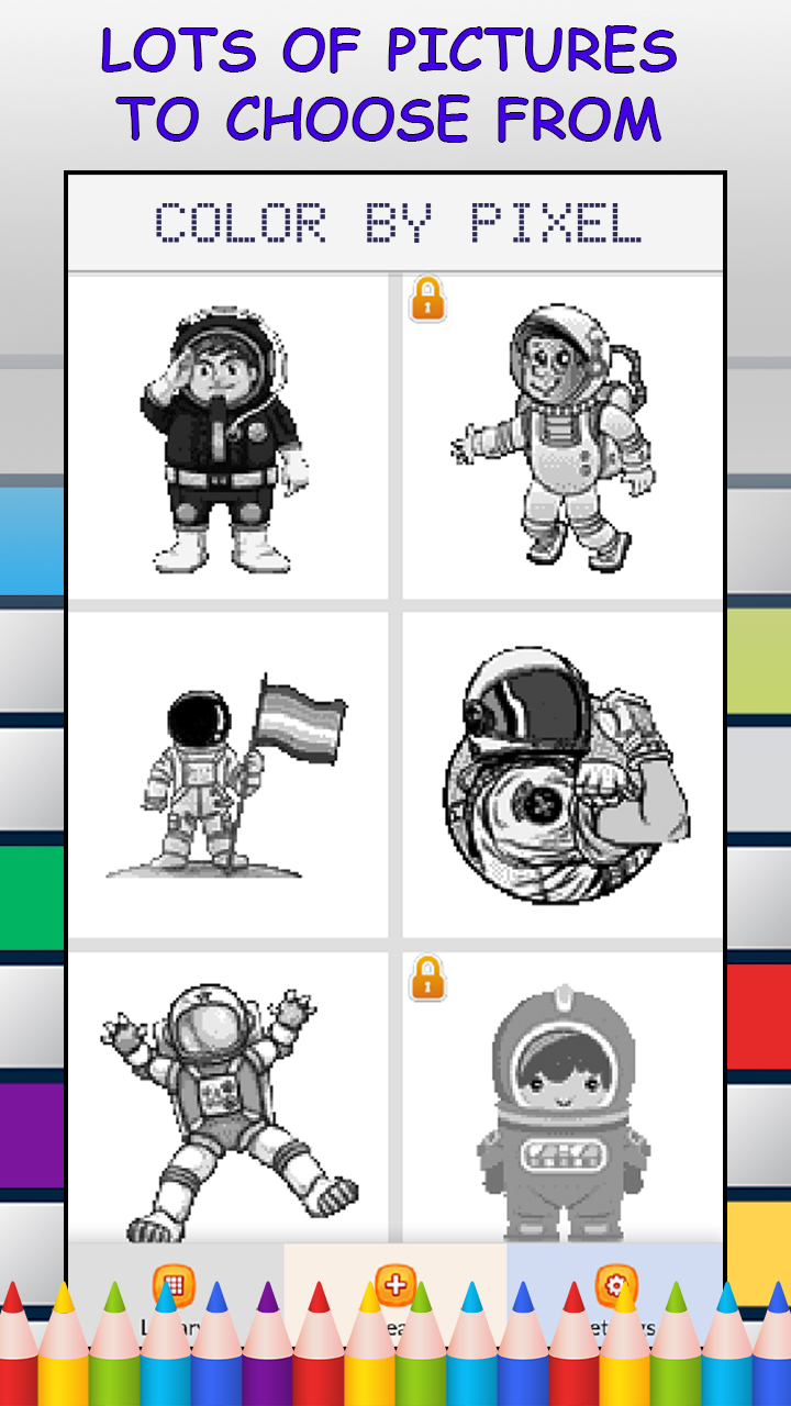 Astronauts Color by Number - Free Pixel Art Game - Coloring Book Pages ...