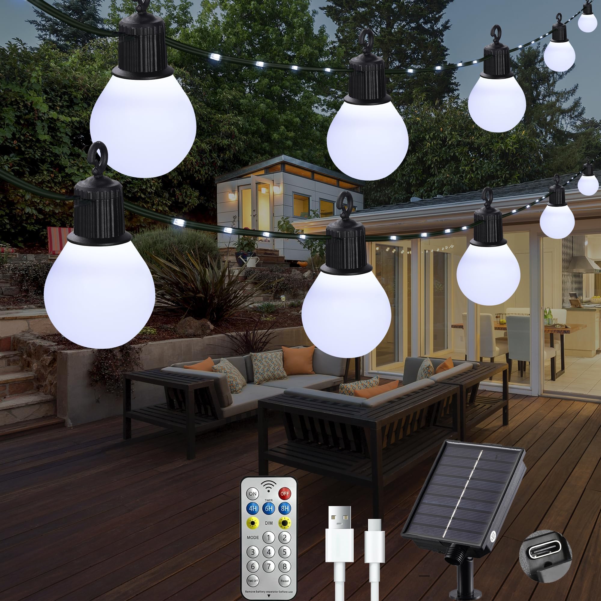 Tacobey Solar String Lights Outdoor Garden - 32.8Ft/10m 100 LED Solar ...