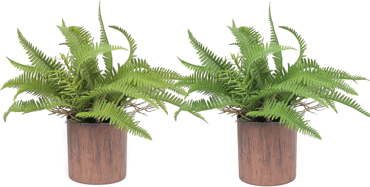 Amazon.com: Ioovelo 7 Inch Small Fake Potted Boston Ferns, Set of 2 ...