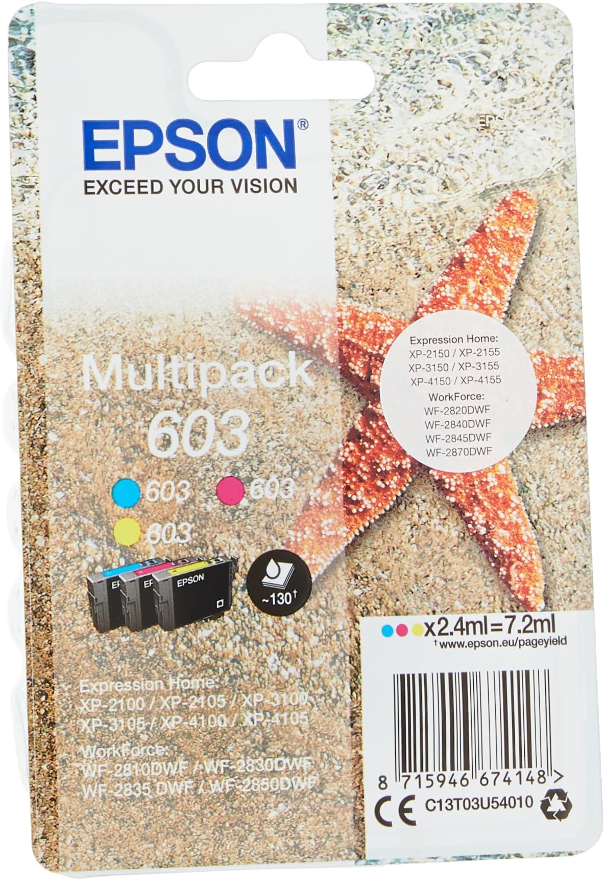 Epson 603 Starfish Genuine Multipack, 3-Colours Ink Cartridges : Amazon ...