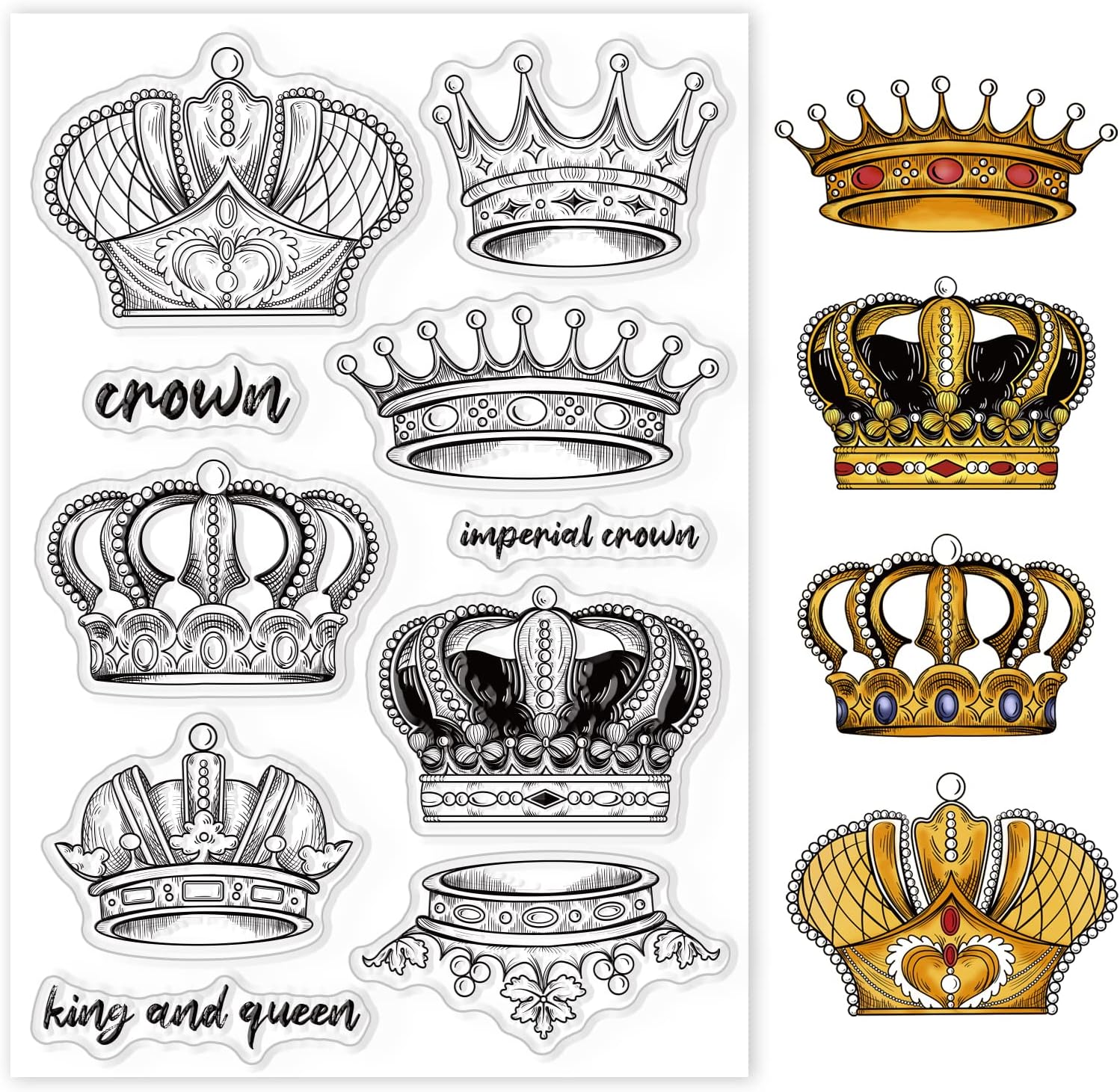 Amazon.com: GLOBLELAND Crown Clear Stamp King Queen Crown Transparent ...