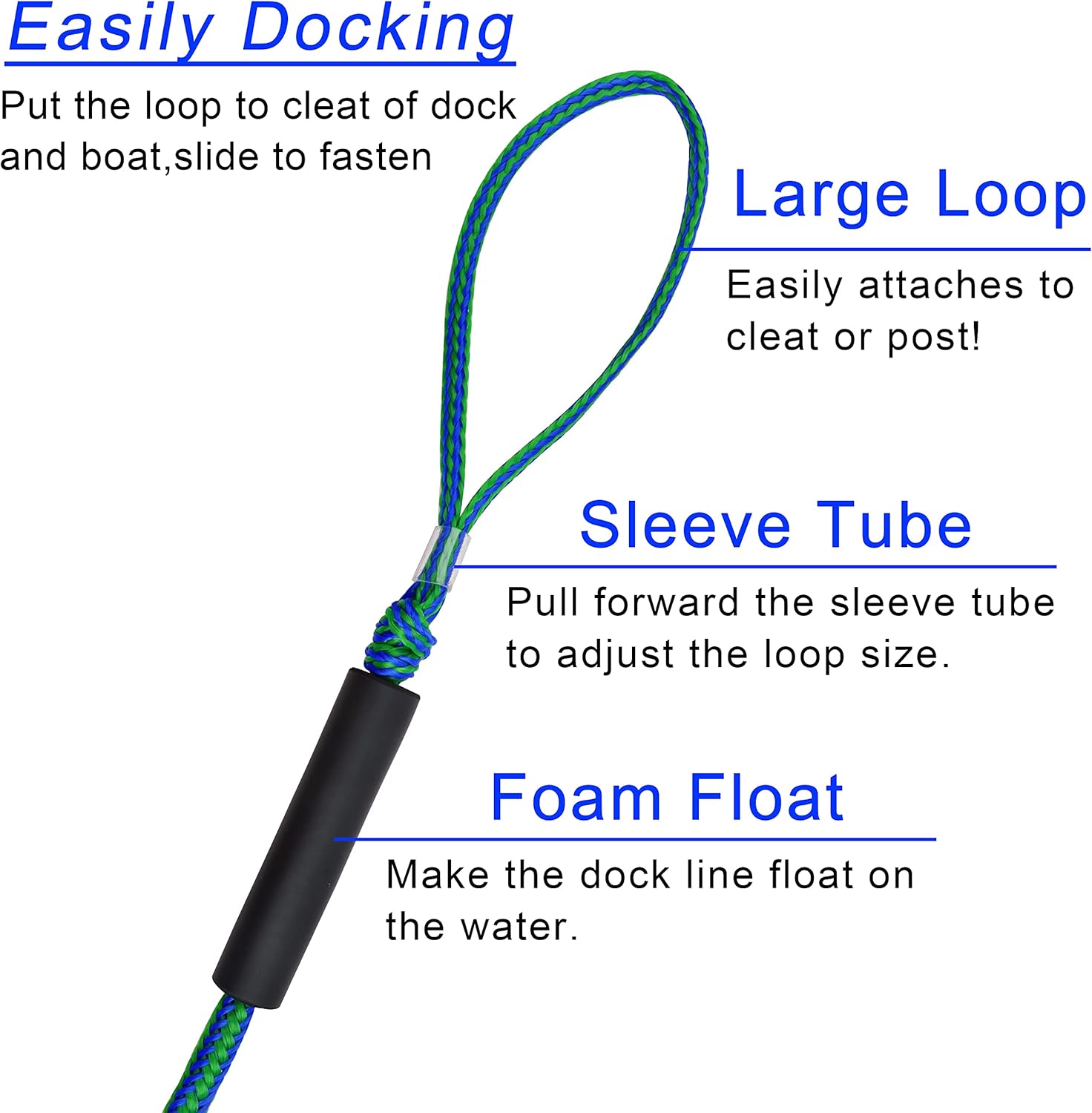 Shaddock Fishing PWC Bungee Dock Lines Stretchable,2 Pack Bungee Cord ...