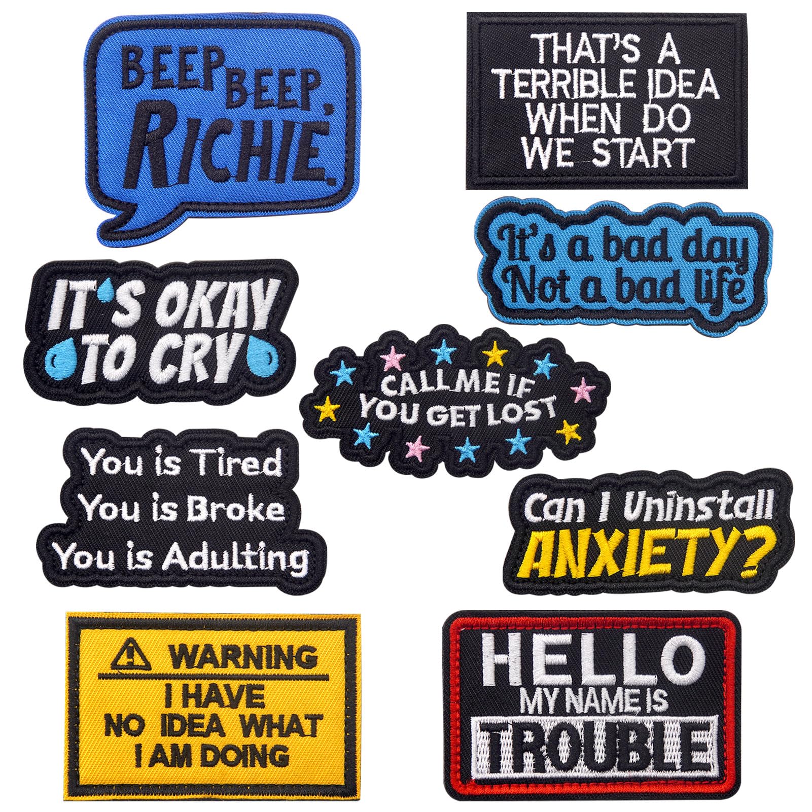 Amazon.com: Maomtmy Funny Patches 9 PCS Phrases Embroidered Patches ...