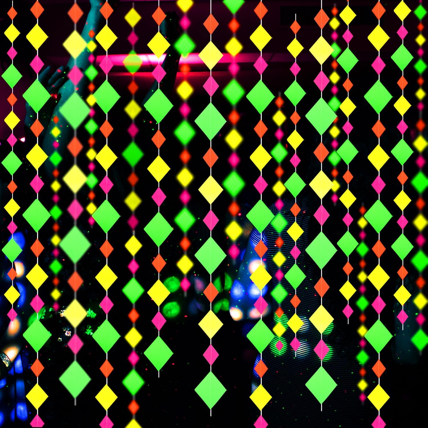 Amazon.com: 110feet Neon Paper Garland Neon Streamers Hollowed Star ...