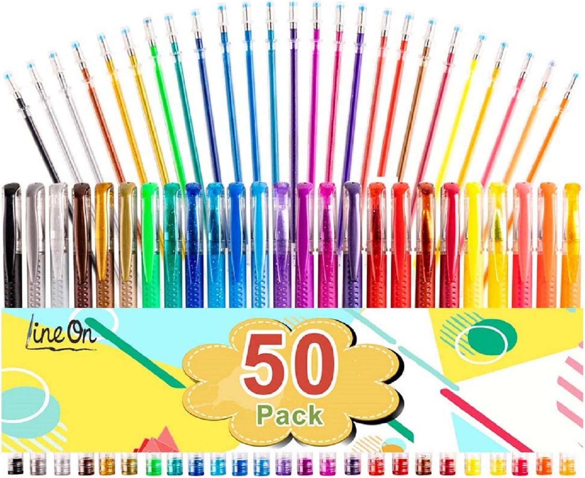 Gel Pens, 50 Pack Gel Pen Set 25 Colored Gel Pen with 25 Refills for ...