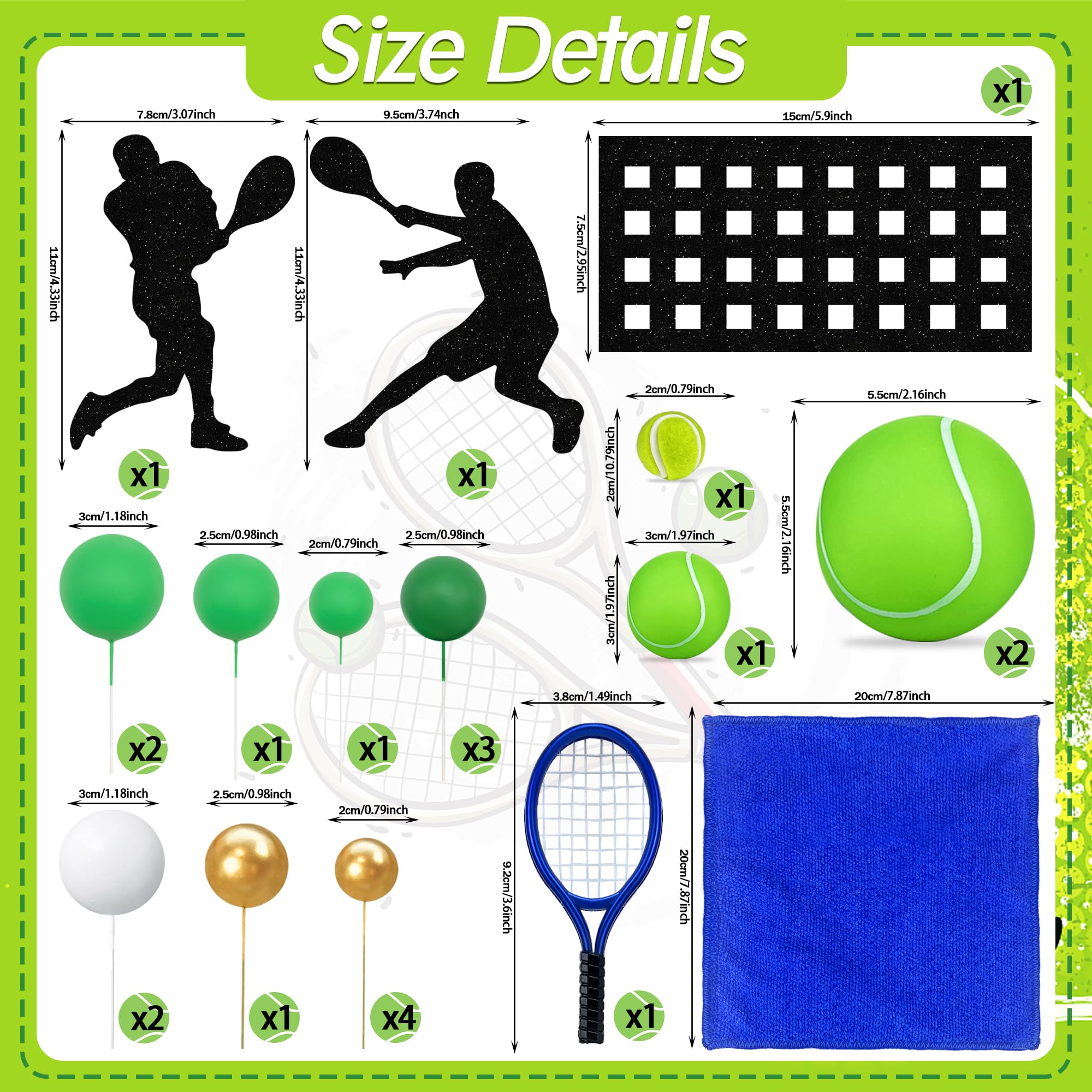 Snapklik.com : 23 PCS Tennis Cake Toppers Sports Ball Cake Decorations ...