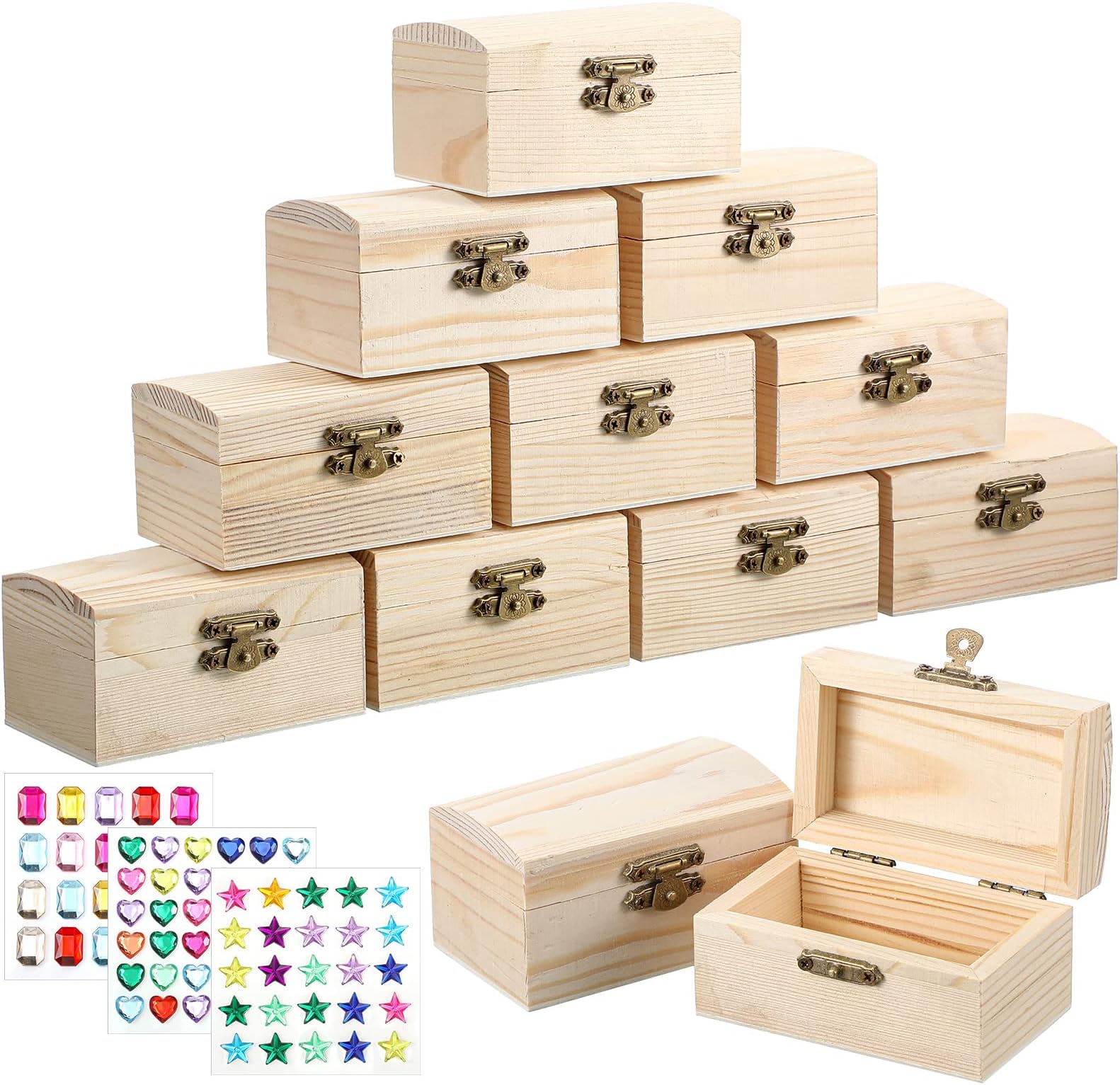 Amazon.com: 48 Pcs Unfinished Wooden Boxes for Crafts Small Pine Wood ...