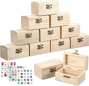 Amazon.com: 24 Pcs Wooden Boxes for Crafts Unfinished Wood Box with ...