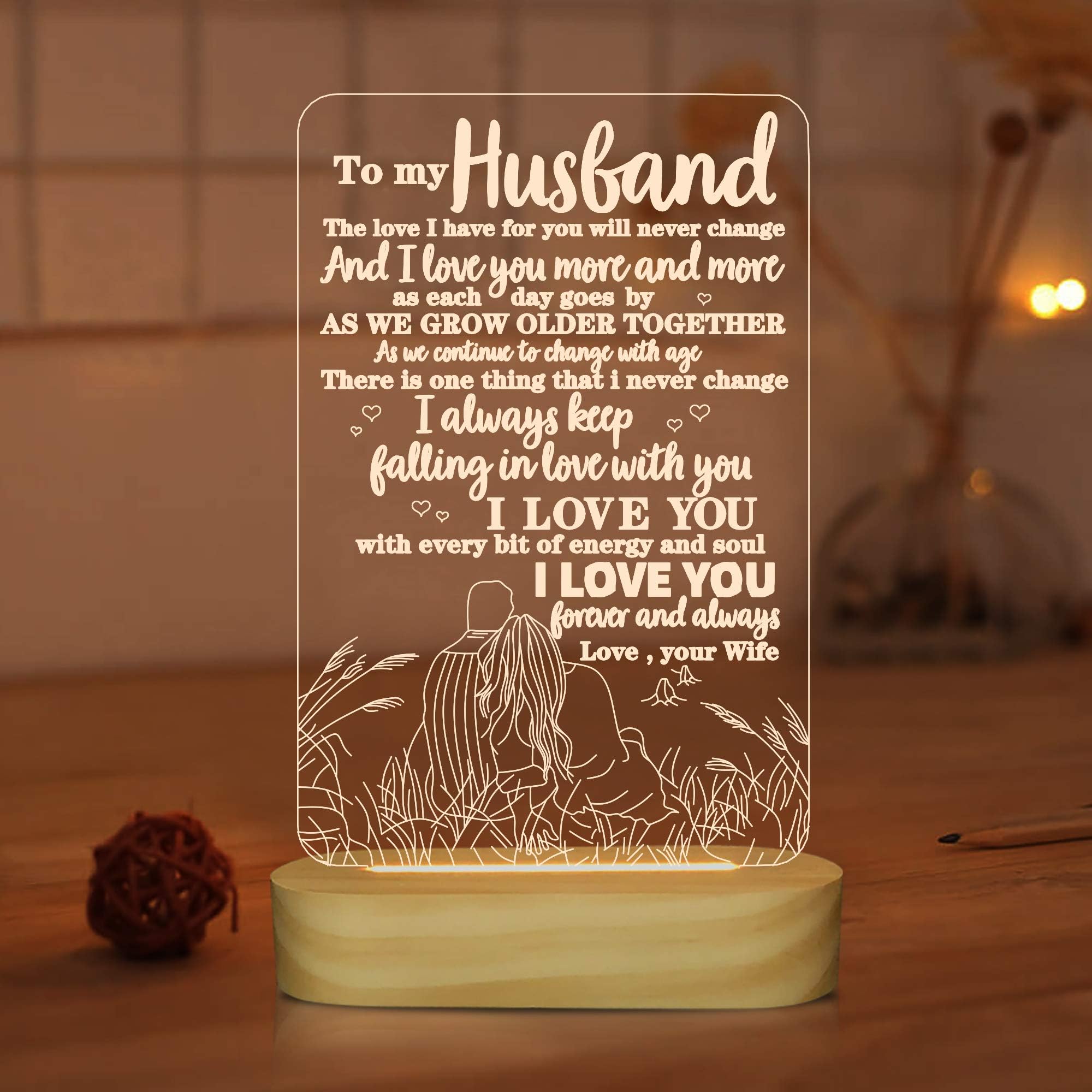 Valentines Day Gifts for Her Him - Personalised Night Light with ...
