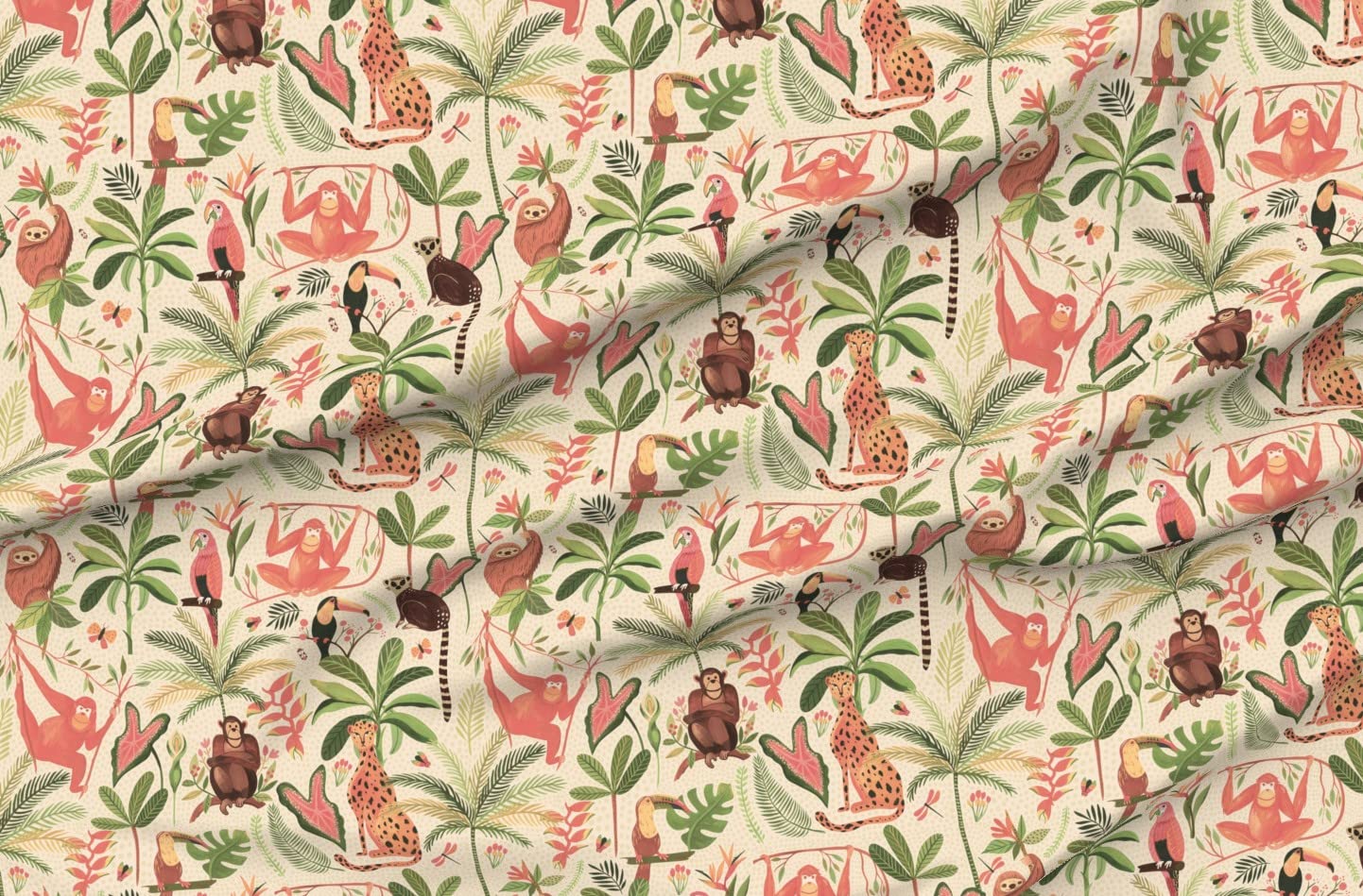 Monkey Jungle Pink Fabric