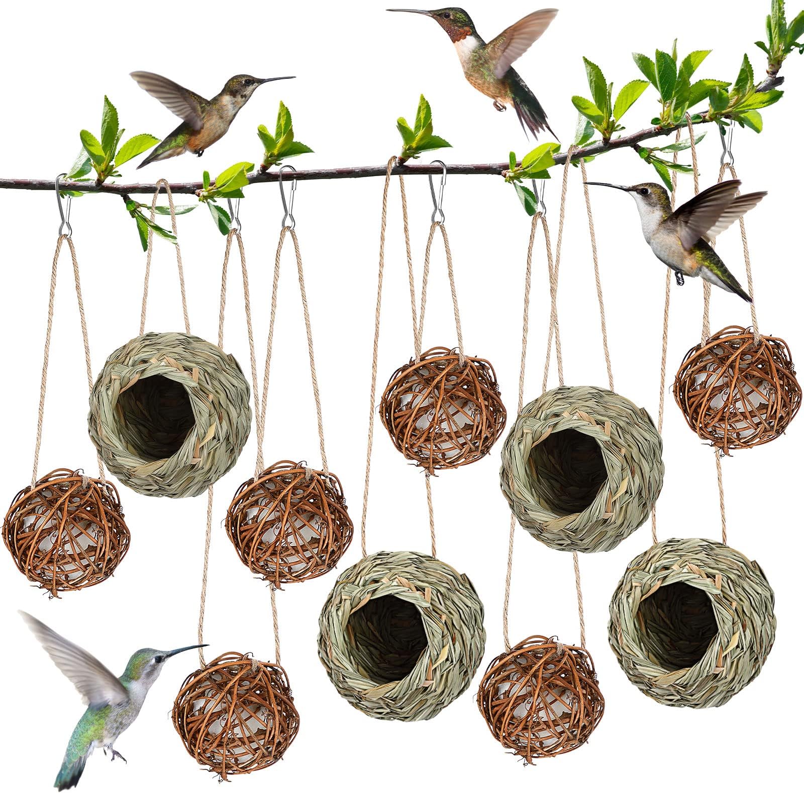 Amazon.com: Wesiti 10 Pcs Hanging Nest House for Outside - Hand Woven ...