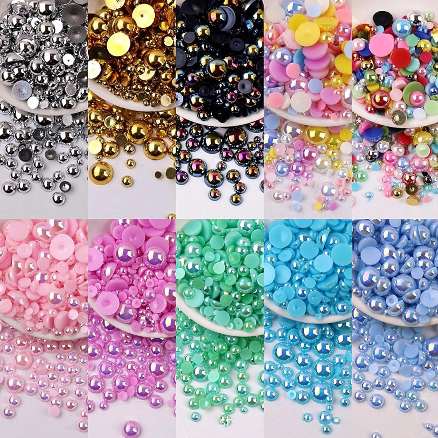 Amazon.com: 3000Pcs Mix Color Resin Flat Back Pearls Rhinestones for ...