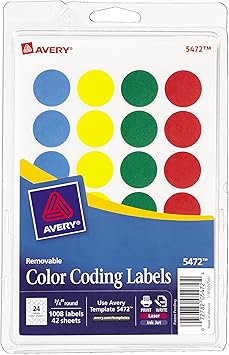 Amazon.com : Avery Removable Print or Write Color Coding Labels, Round ...