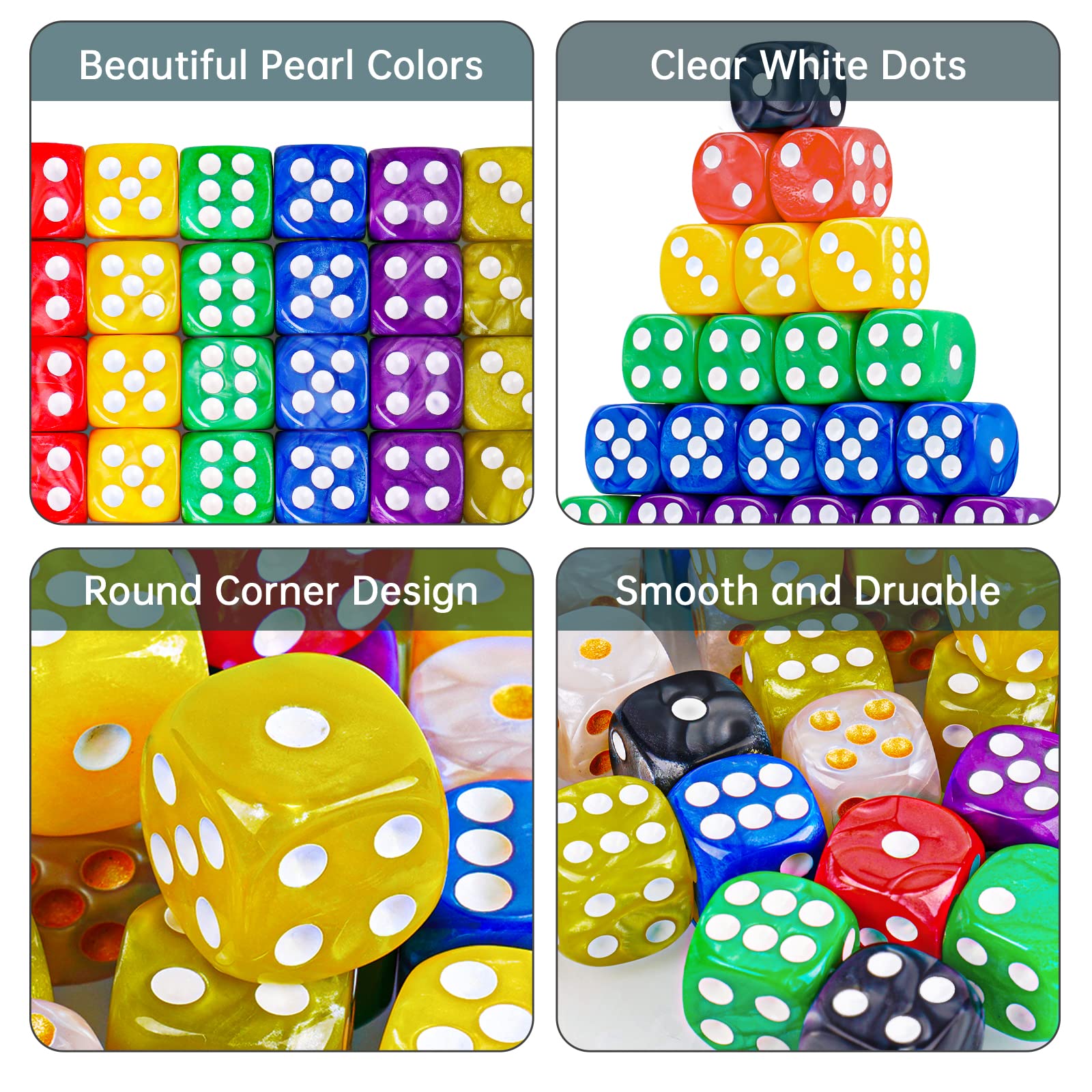 Snapklik.com : NiToy 50-Pack Pearl Colors 16MM Round Corner Game Dice ...