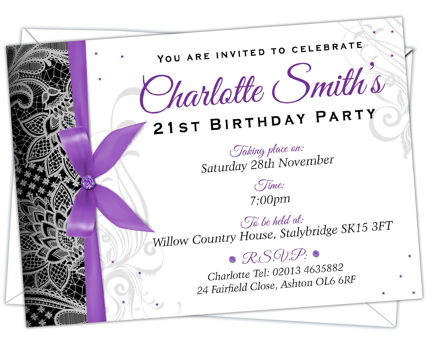 D&L Designs Ltd Personalised Birthday Party Invitations Invites 18th ...