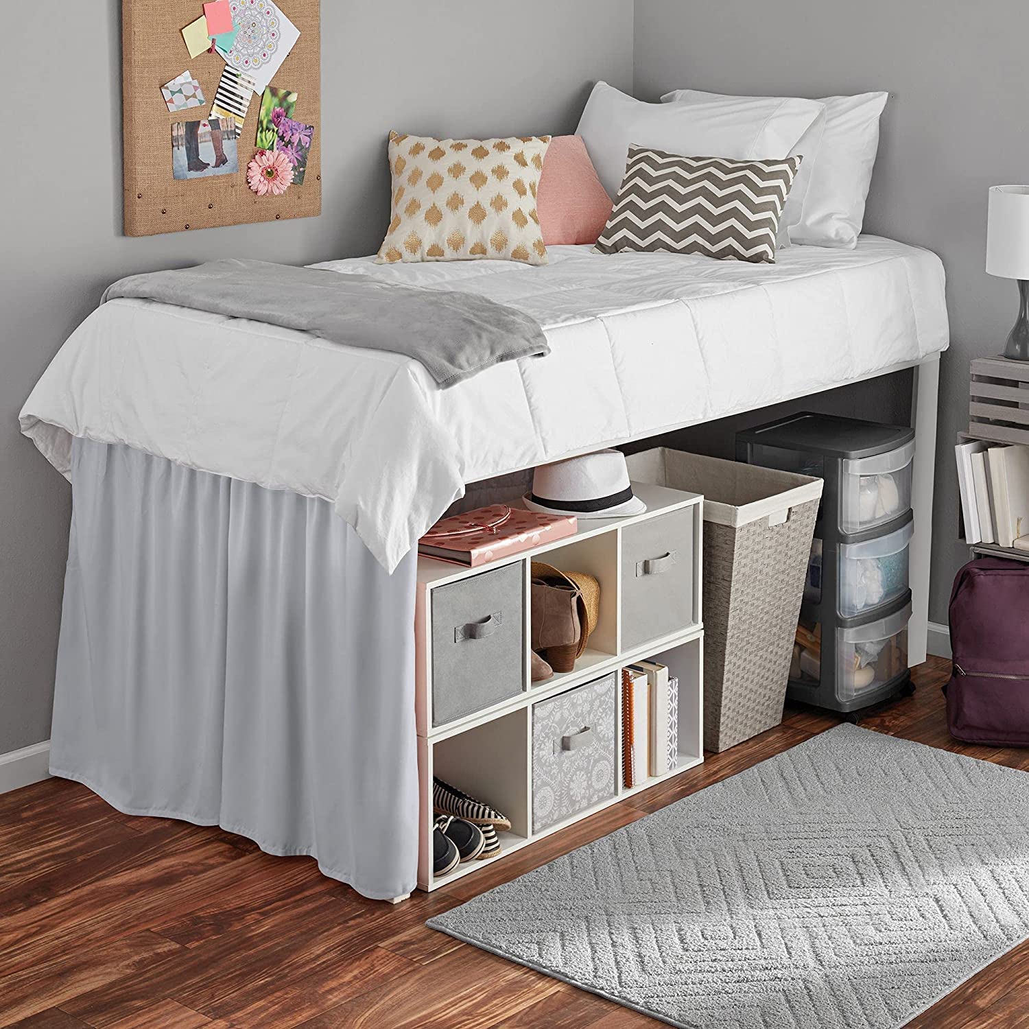Snapklik.com : Bed Skirt For Dorm Room, Ruffled Dorm Sized Bed Skirt ...