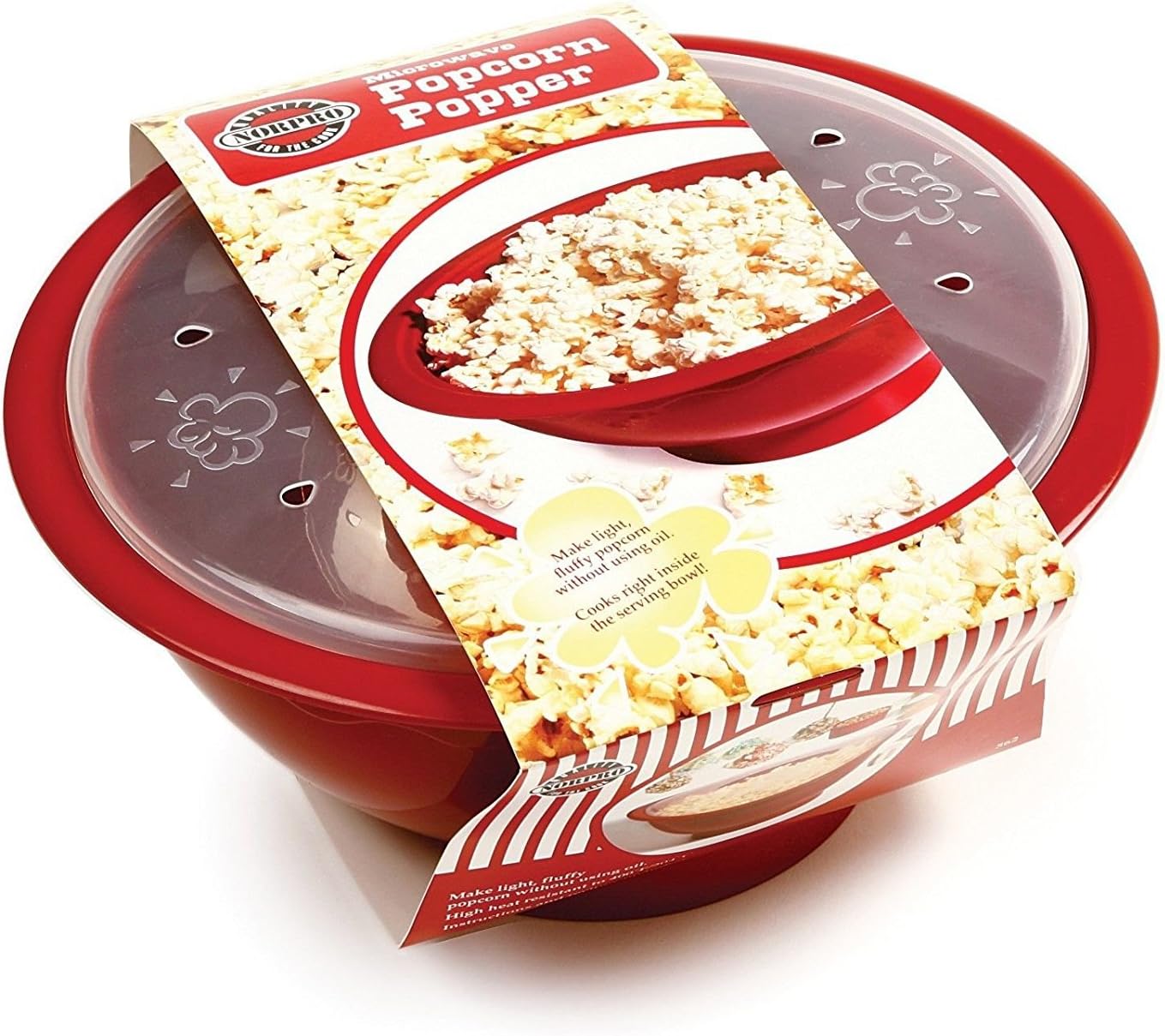 Amazon.com: Norpro Microwave Popcorn Popper, 10.5" x 5" x 10.5", Red, w ...