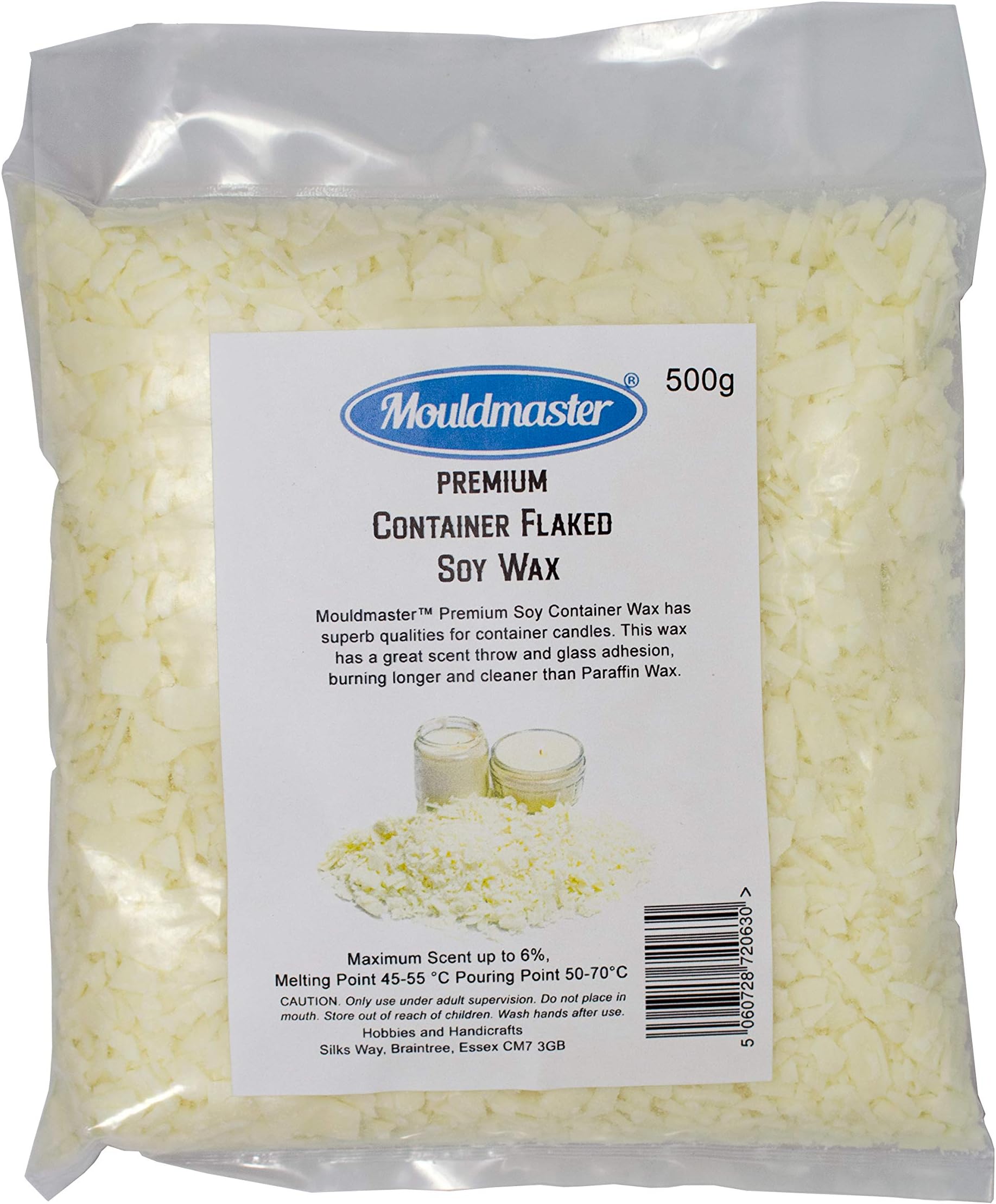Mouldmaster Soy Container Candle Wax pellets 500g, SOYA, Cream/Off ...