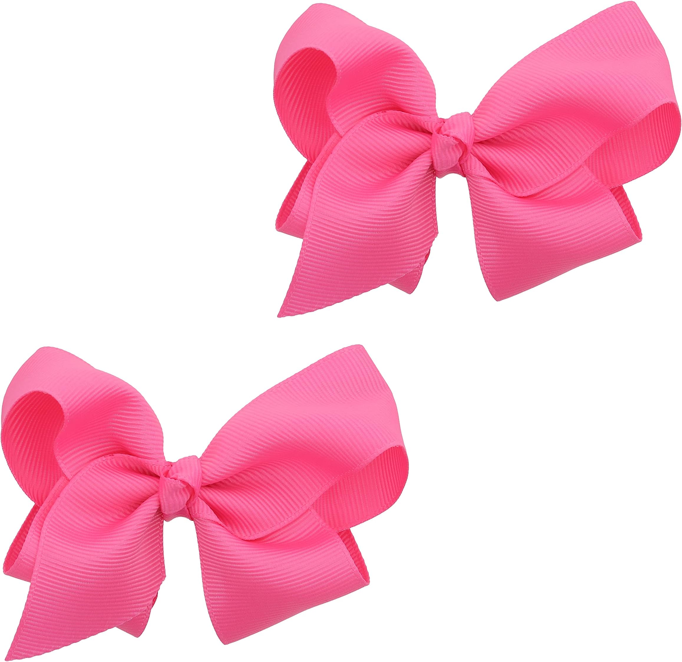 Amazon.com : 3 Inch Grosgrain Bow for Little Girls- Set of 2 (Pink ...