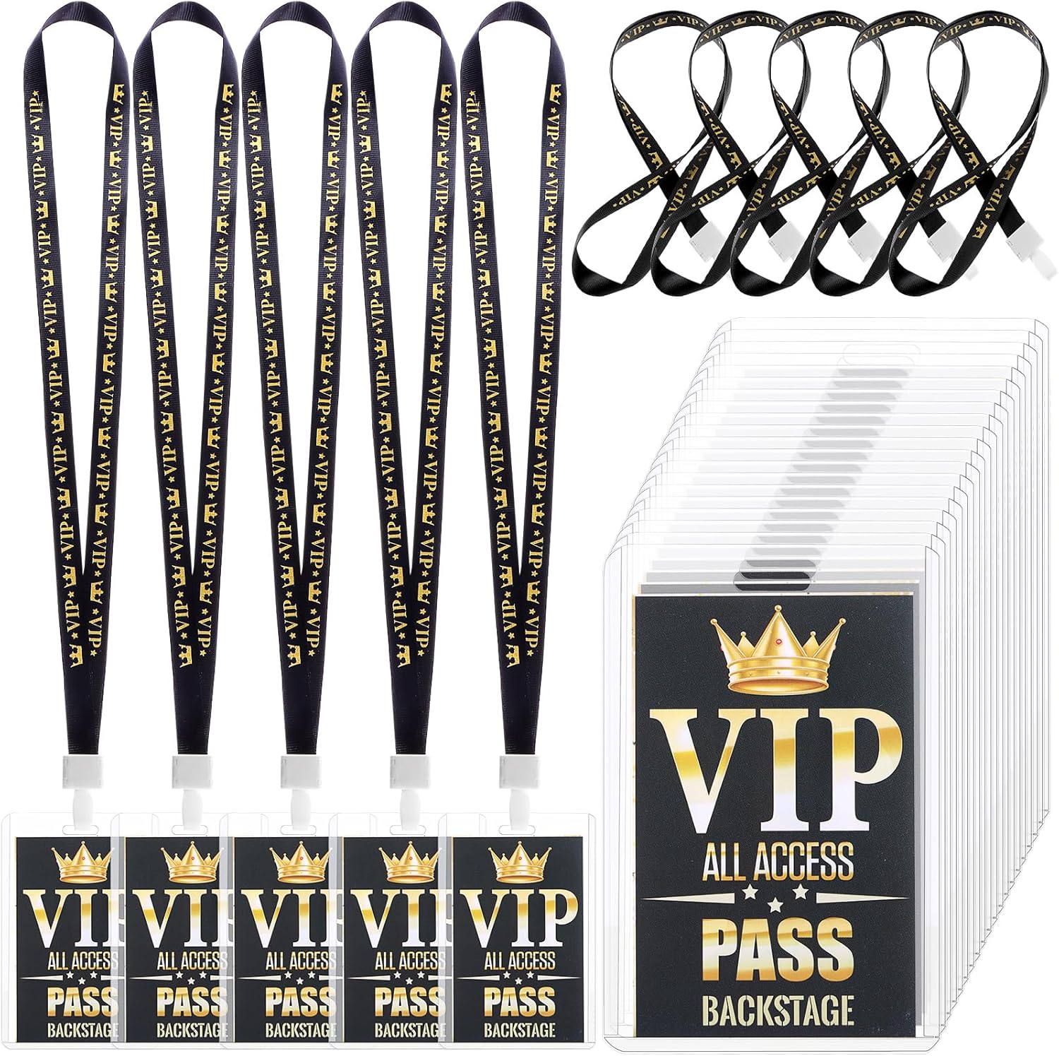 Kklolai 25 Sets VIP Badge Lanyards with Plastic VIP Pass Card Holder ...