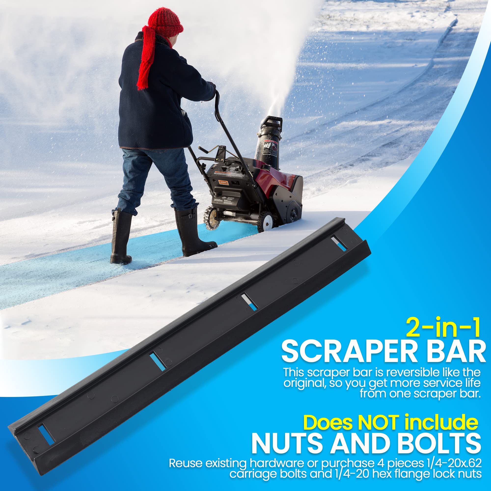 AR-PRO (2-Pack) Exact Replacement Scraper Bars for MTD Snow Throwers ...