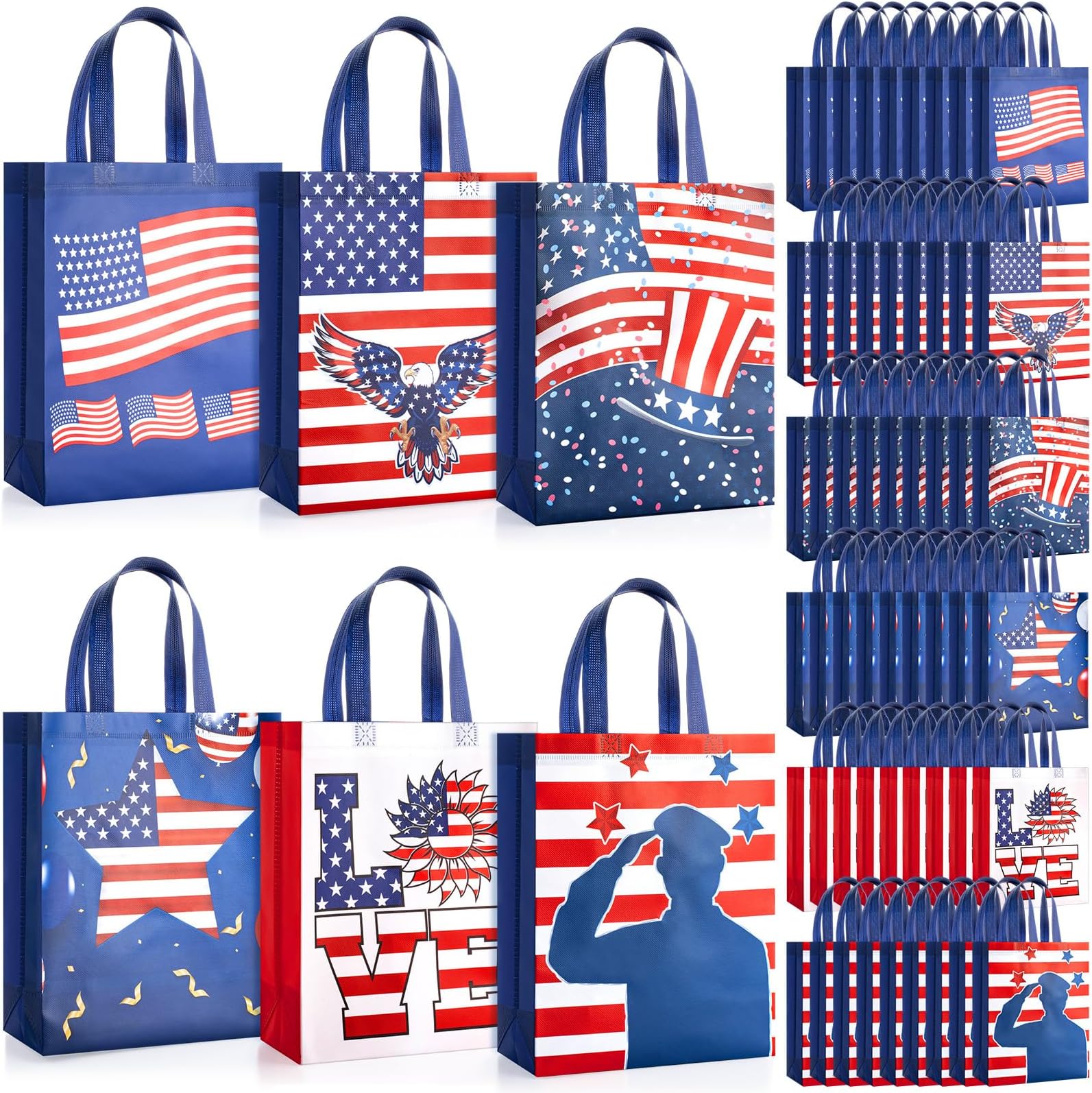 Amazon.com: Funiverse Bulk 24 Pack Patriotic Flag Reuseable Shopping ...