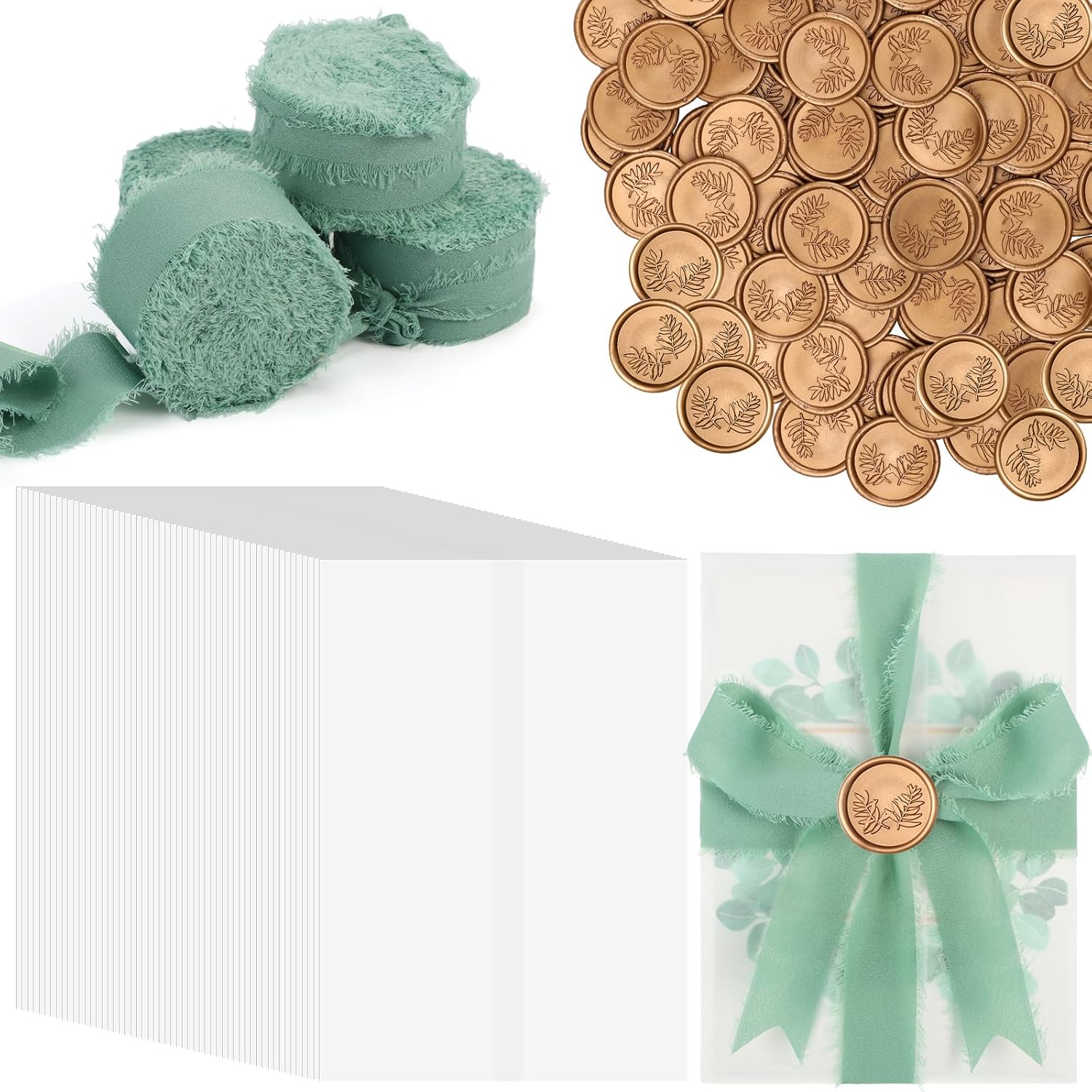 Amazon.com: Fulmoon 50 Set DIY Wedding Invitations Wraps Set 50 Pcs Pre ...