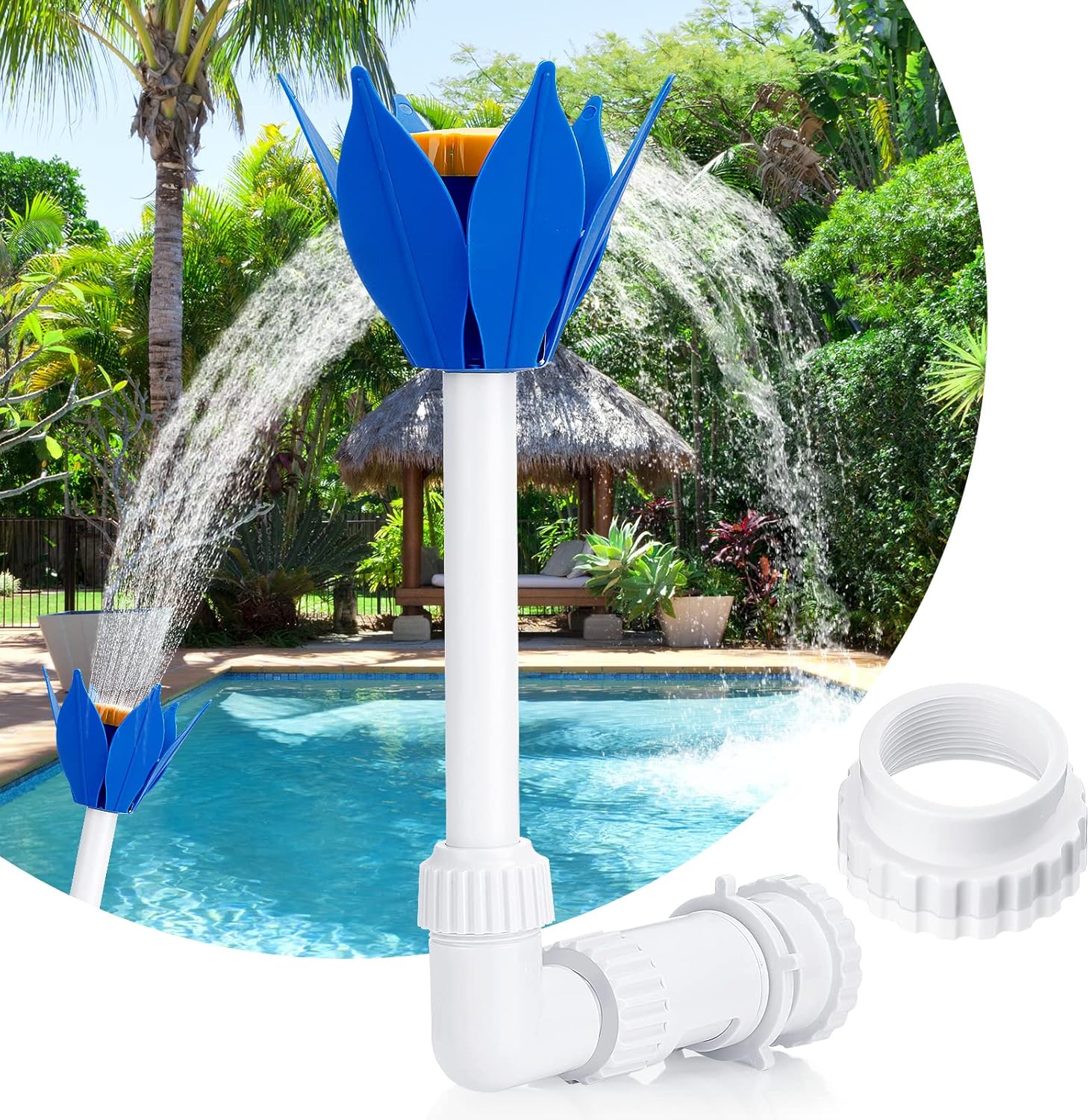 Amazon.com: Pool Fountains for Above and Inground Pools Dual Spray Pool ...