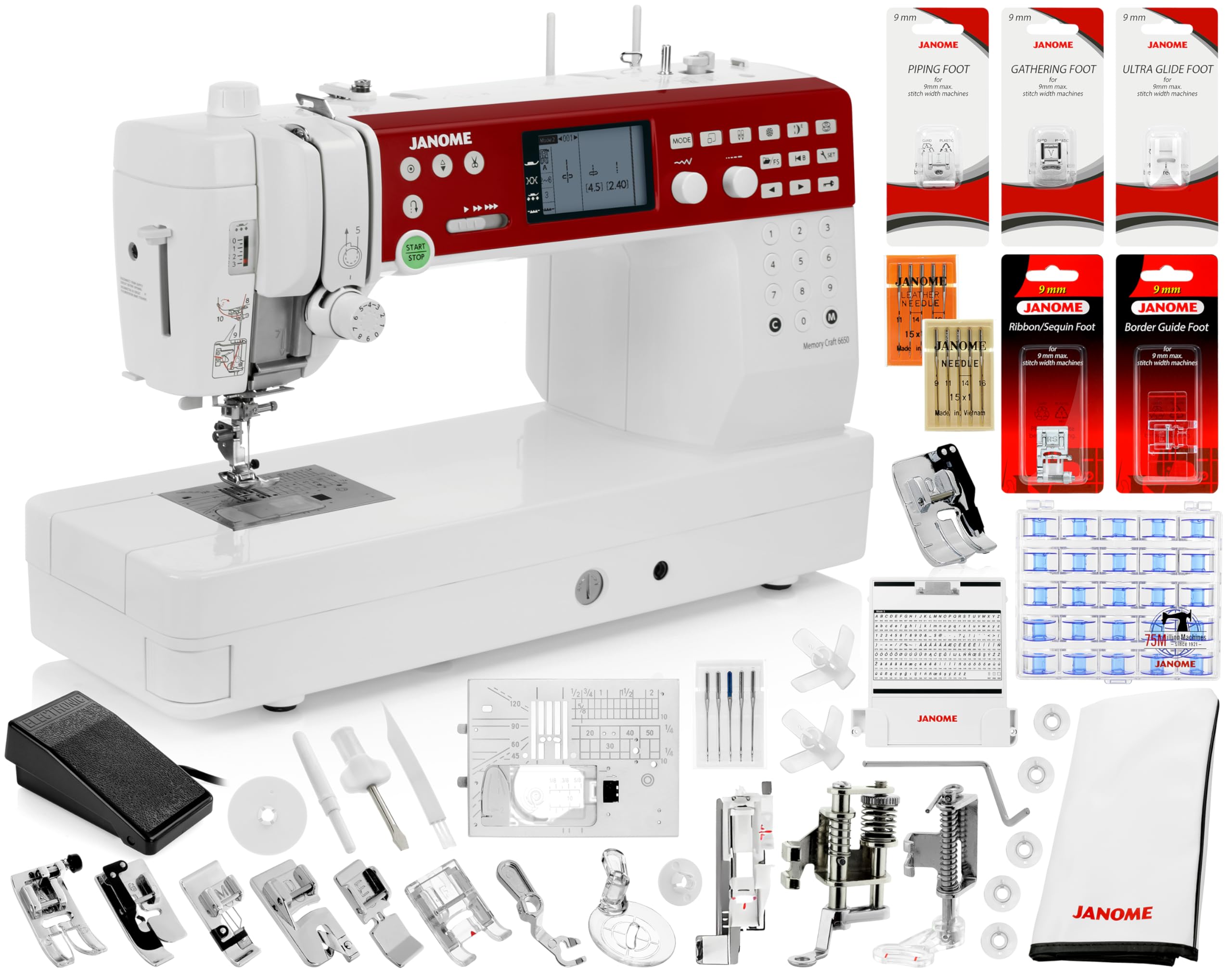 Amazon.com: Janome Memory Craft 6650 Sewing Machine (9mm Unit) Bundle ...