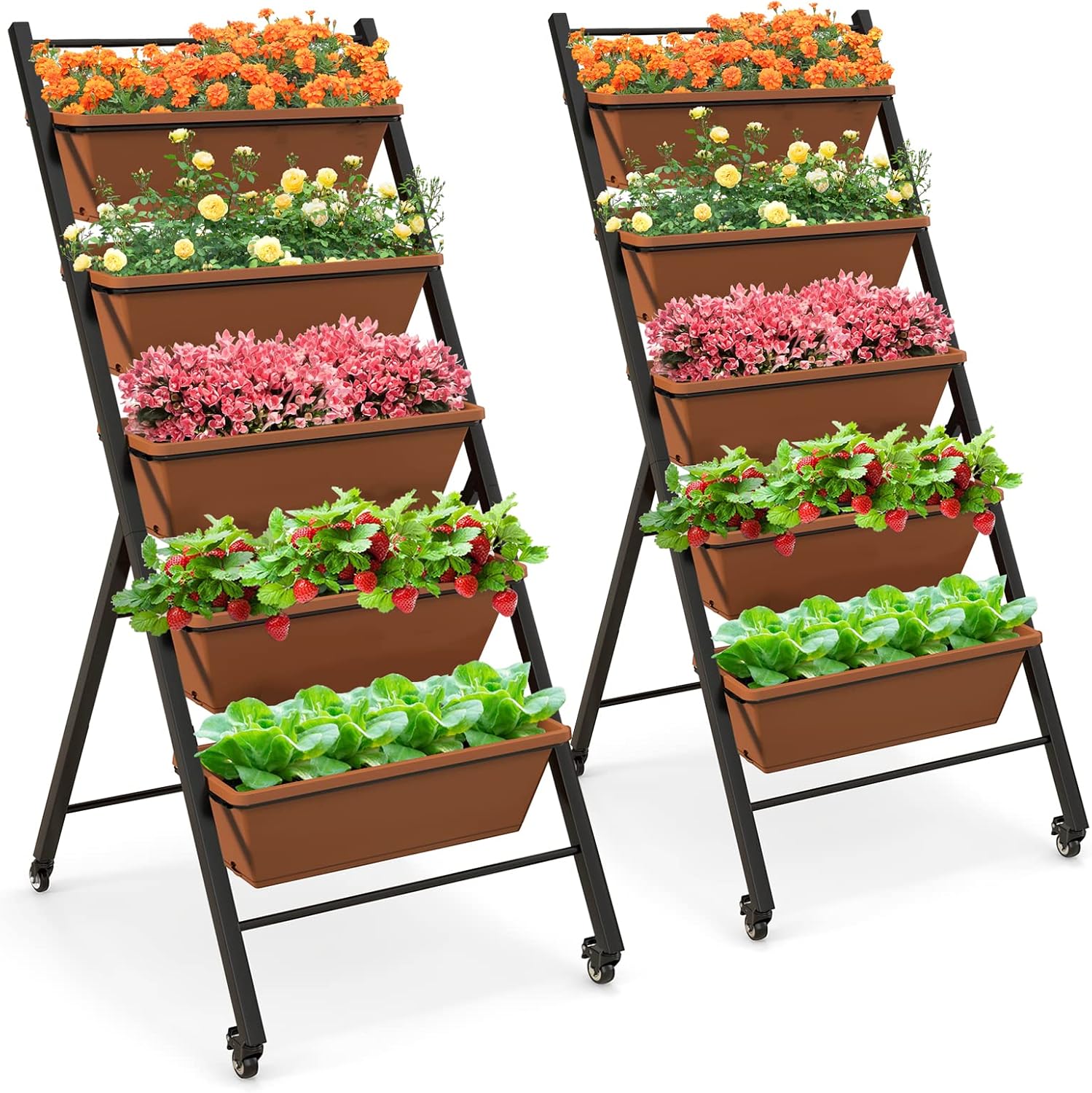Amazon.com: Giantex 2 Pcs Vertical Planter Raised Bed on Wheels ...