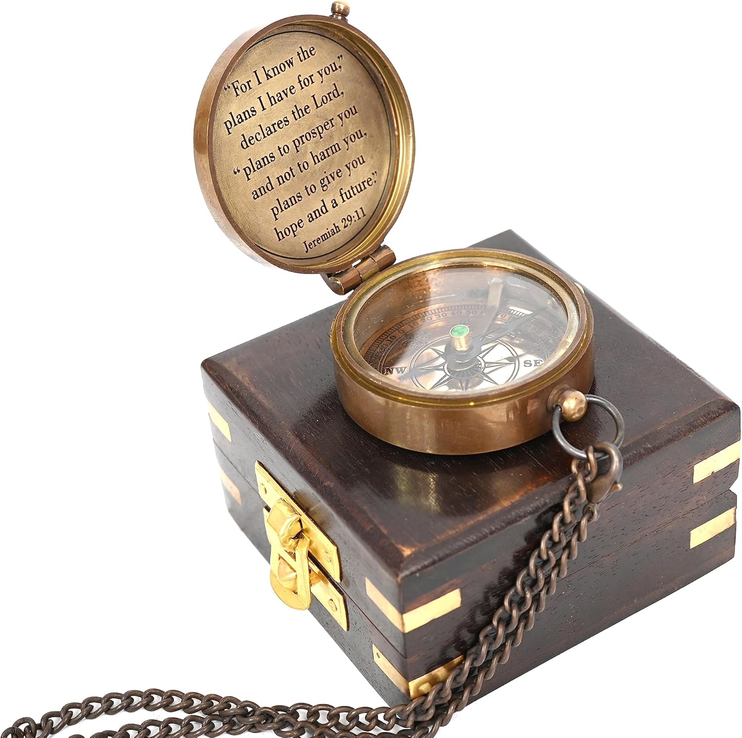 Amazon.com : Brass Nautical - Brass Compass Engraved with Religious ...