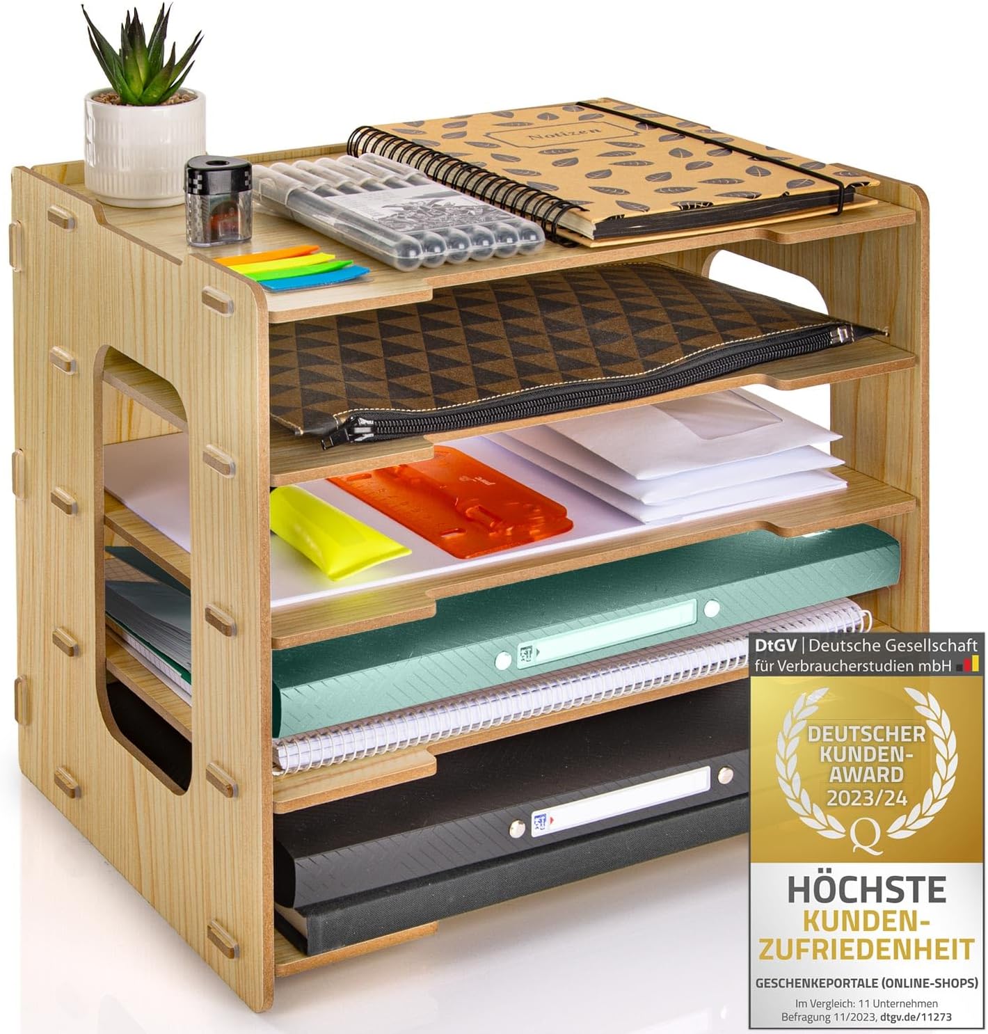 Dimono® Dokumentenablage Schreibtisch-Organizer Papierablage aus Bambus ...